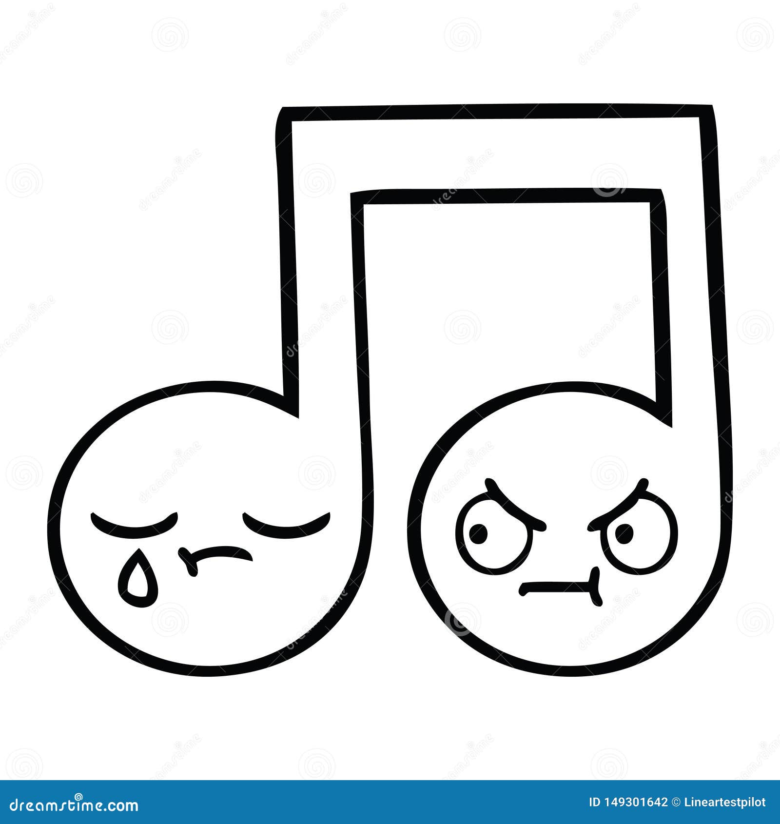 Line Drawing Cartoon Musical Note Stock Vector - Illustration of retro ...