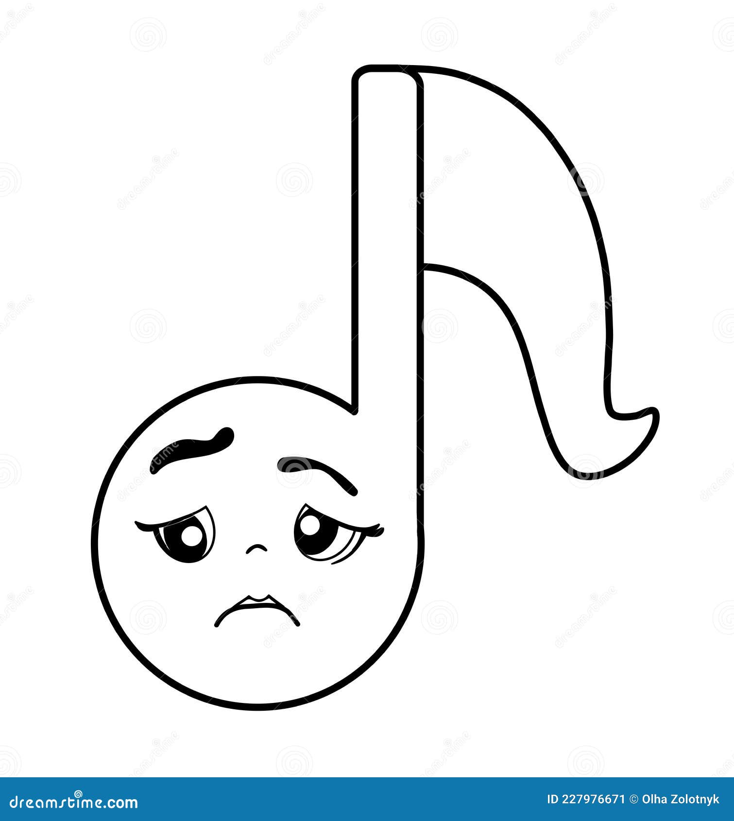 Line Drawing Cartoon Of A Musical Note. Sad Face | CartoonDealer.com ...