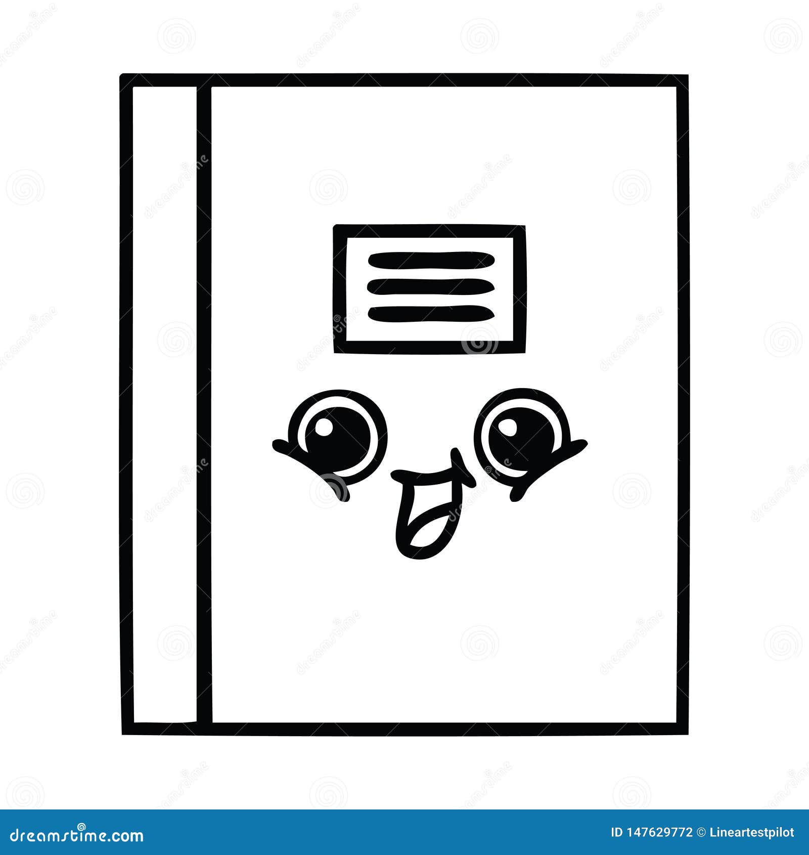 Line Drawing Cartoon Notebook Stock Vector - Illustration of cute ...