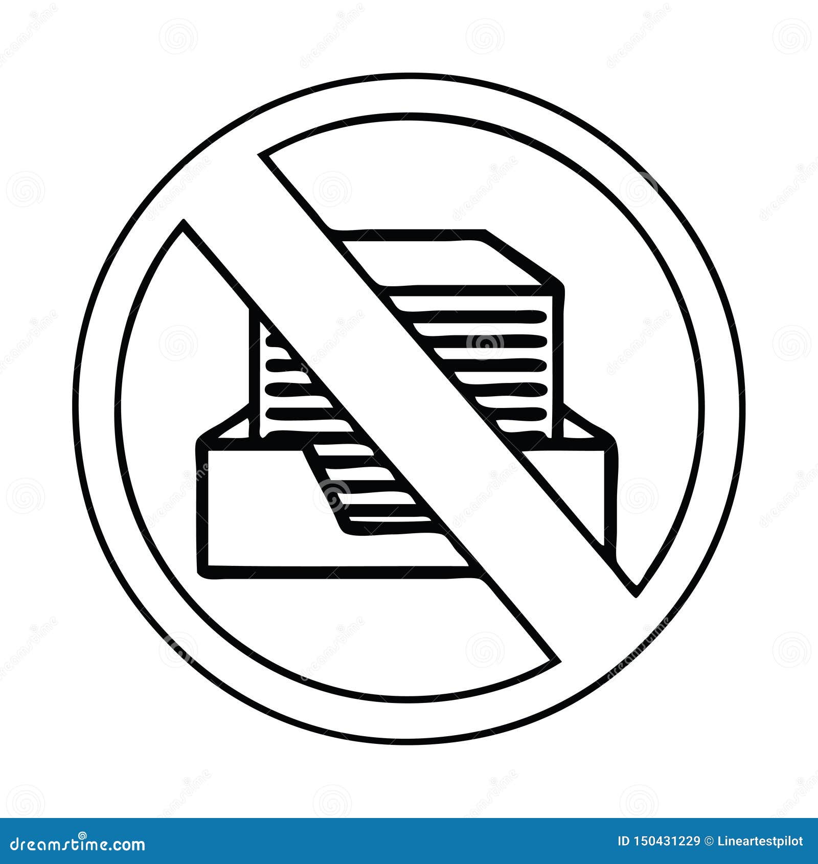 Line Drawing Cartoon of a Paperless Office Symbol Stock Vector ...