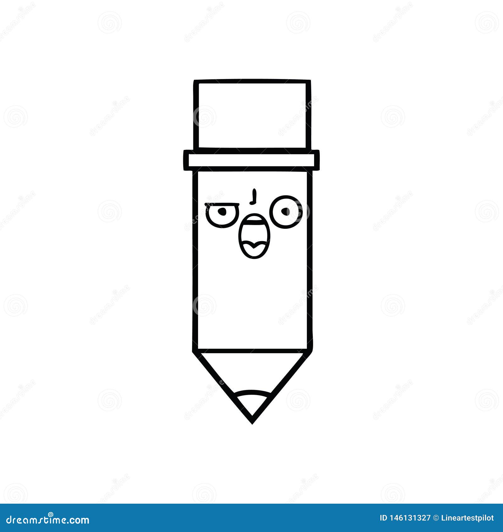 Line Drawing Cartoon of a Pencil Stock Vector - Illustration of line ...