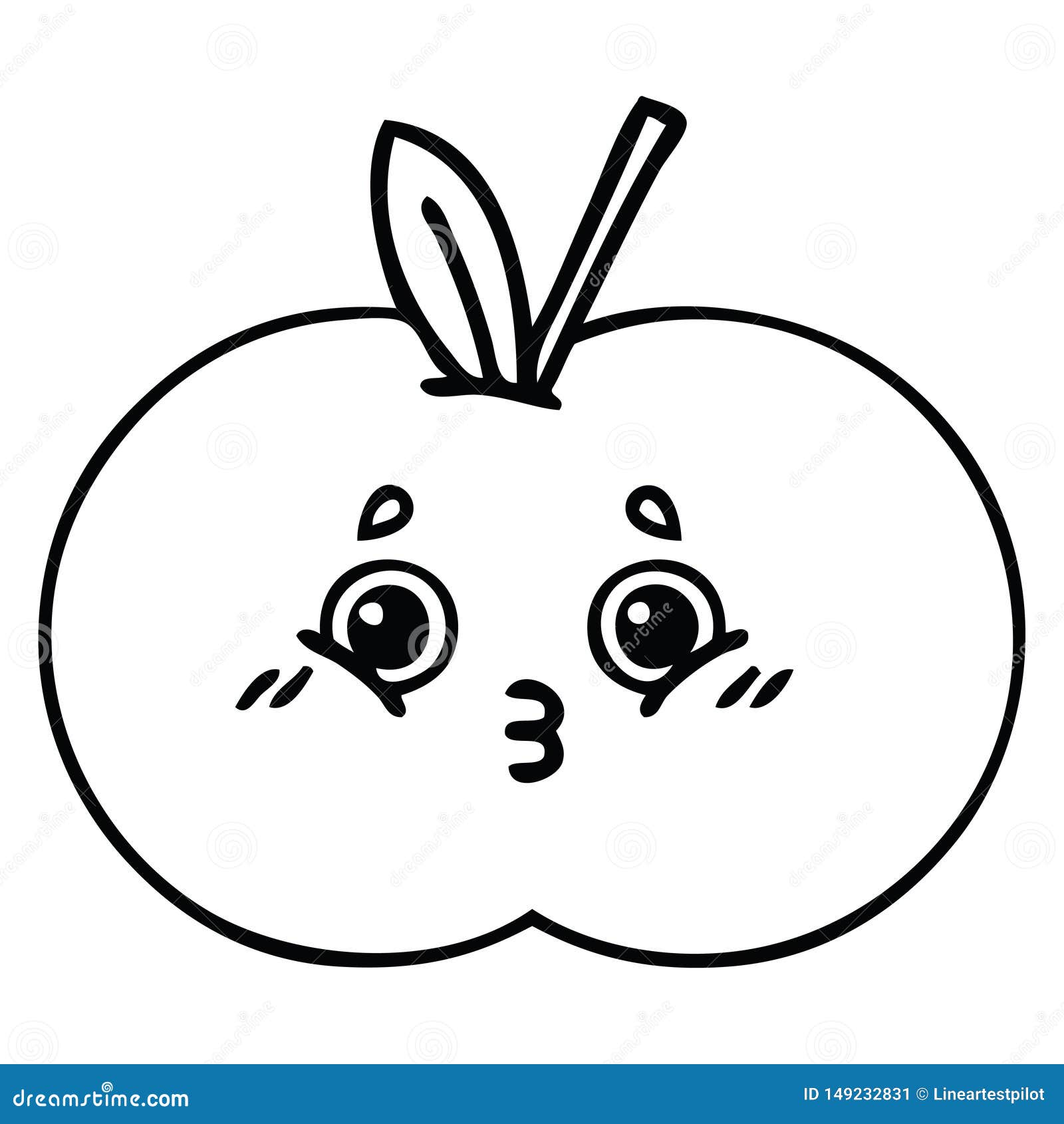 Line Drawing Cartoon Red Apple Stock Vector - Illustration of fruit ...