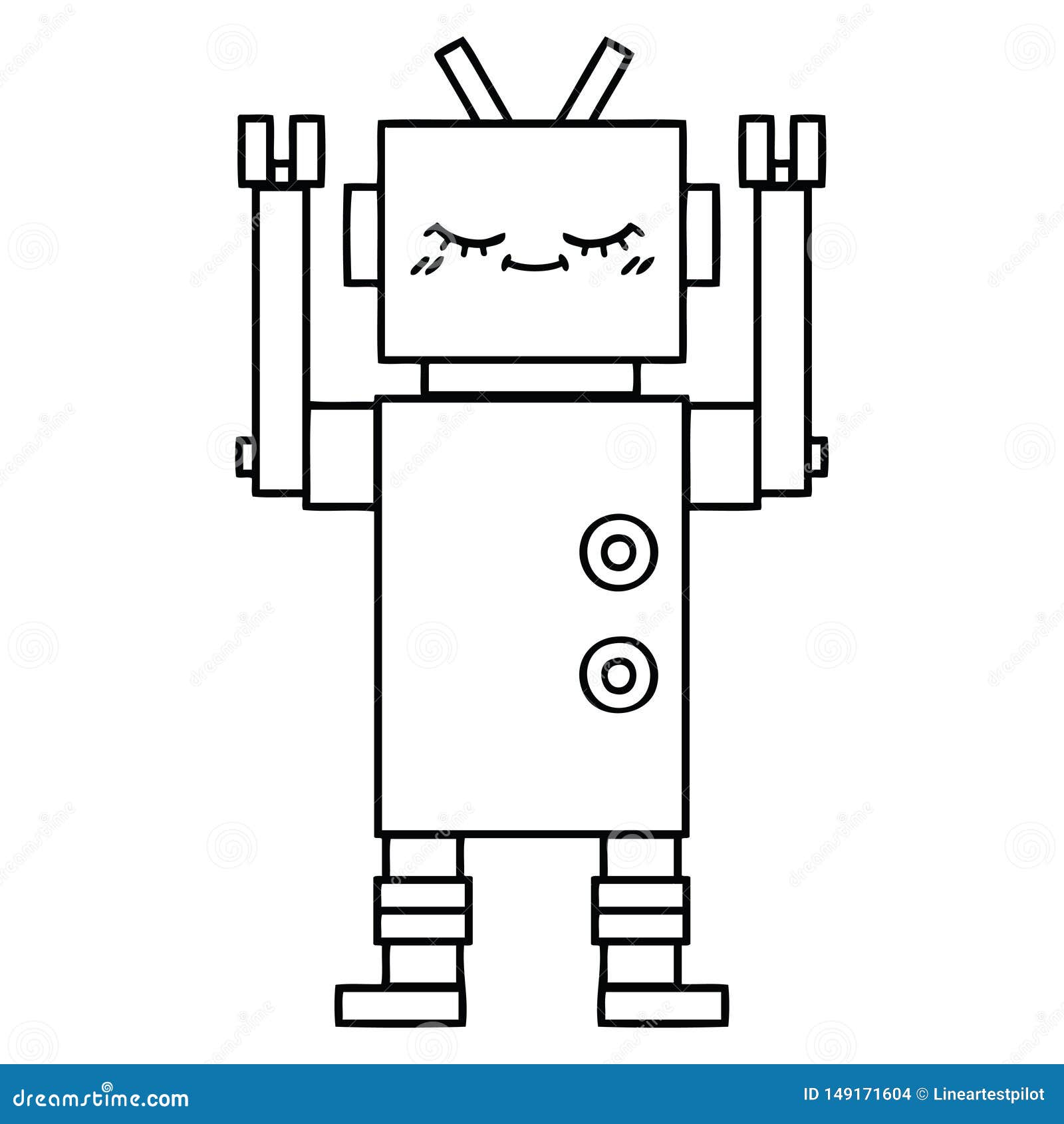 Line drawing cartoon robot stock vector. Illustration of tech - 149171604