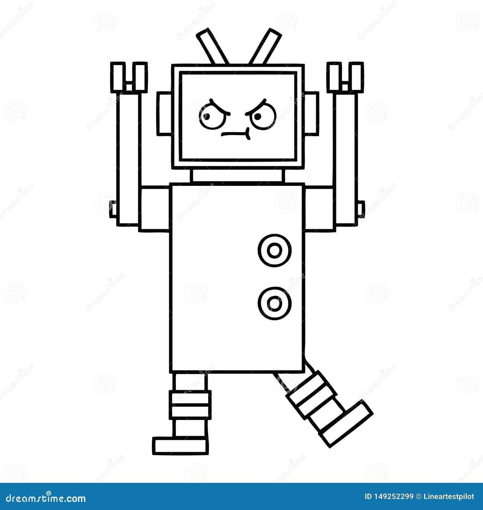 Line drawing cartoon robot stock vector. Illustration of robot - 149252299