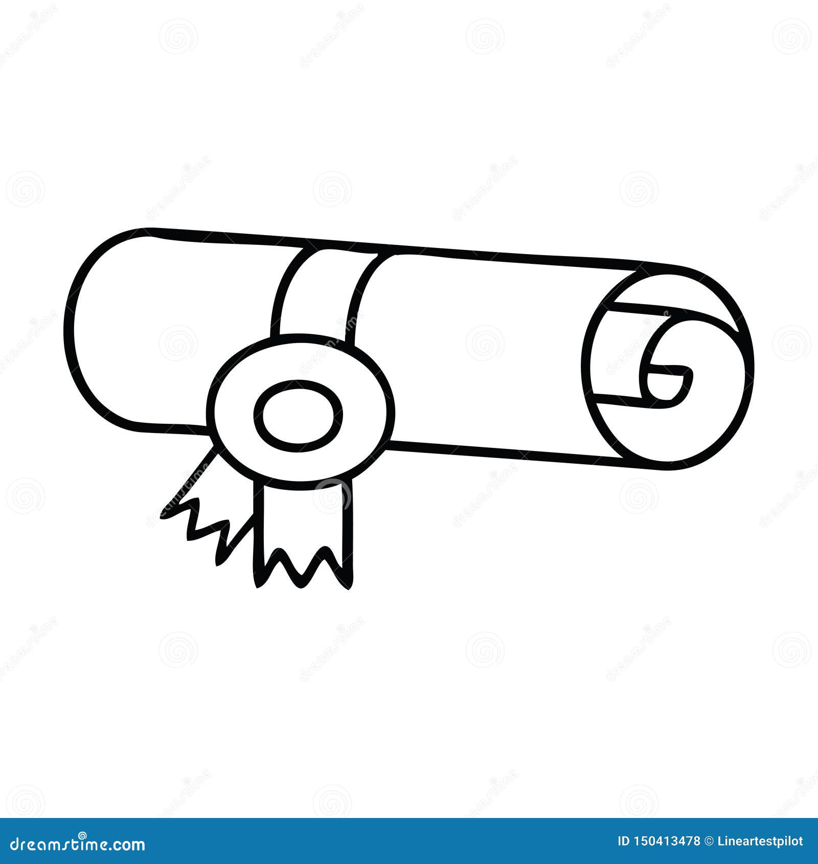 Line Drawing Cartoon of a Rolled Certificate Stock Vector ...