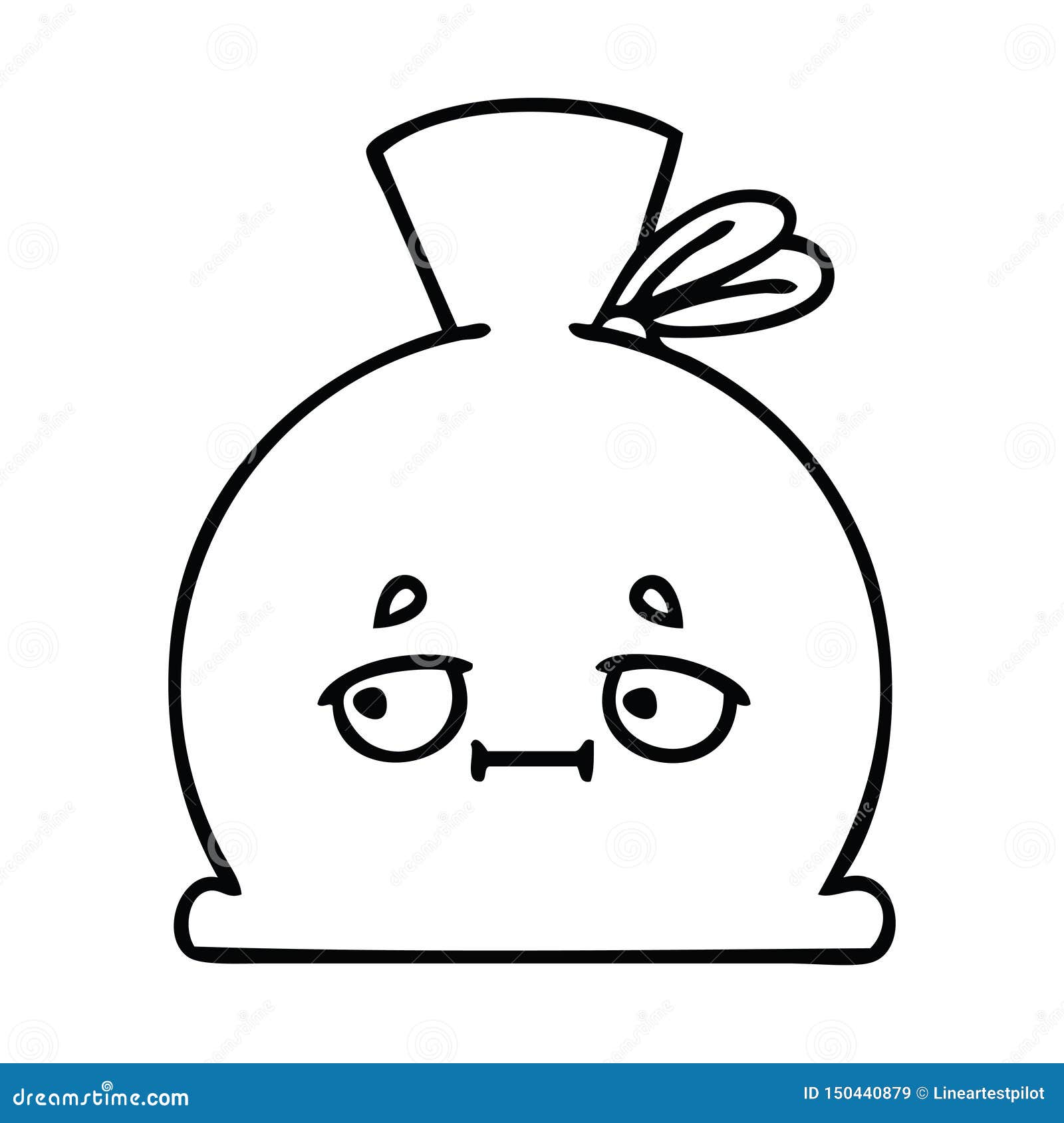 Line Drawing Cartoon of a Sack Stock Vector - Illustration of cute ...