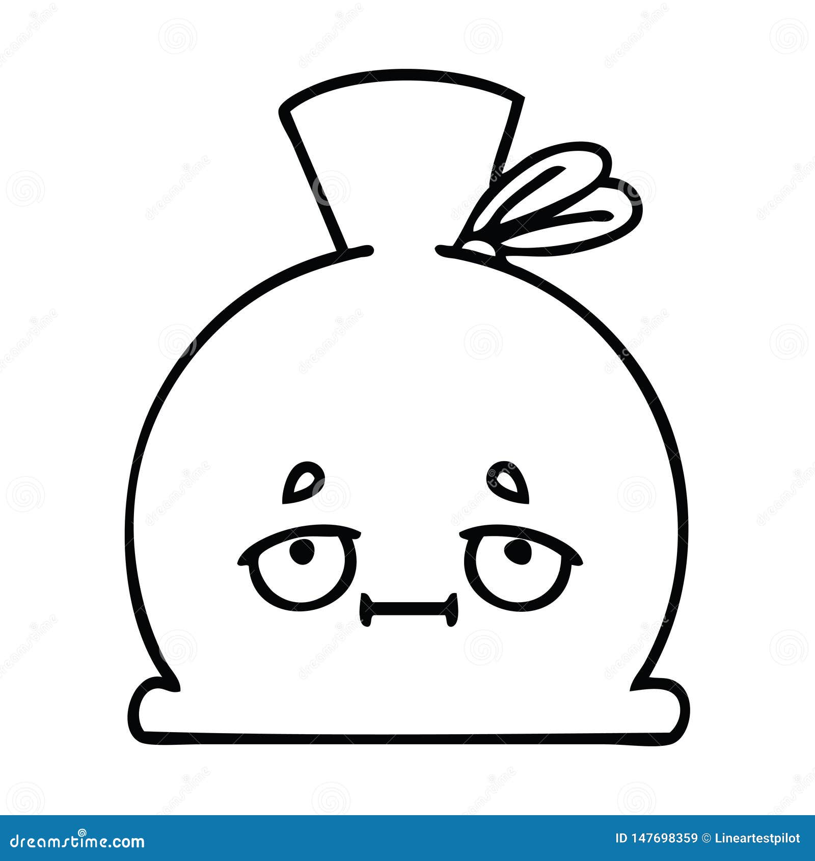 Line drawing cartoon sack stock vector. Illustration of clipart - 147698359