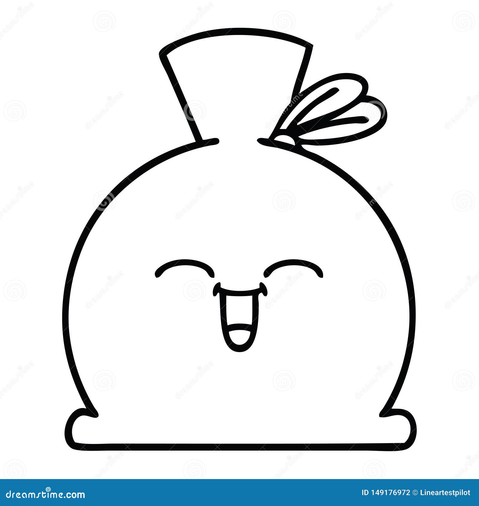 Line drawing cartoon sack stock vector. Illustration of line - 149176972