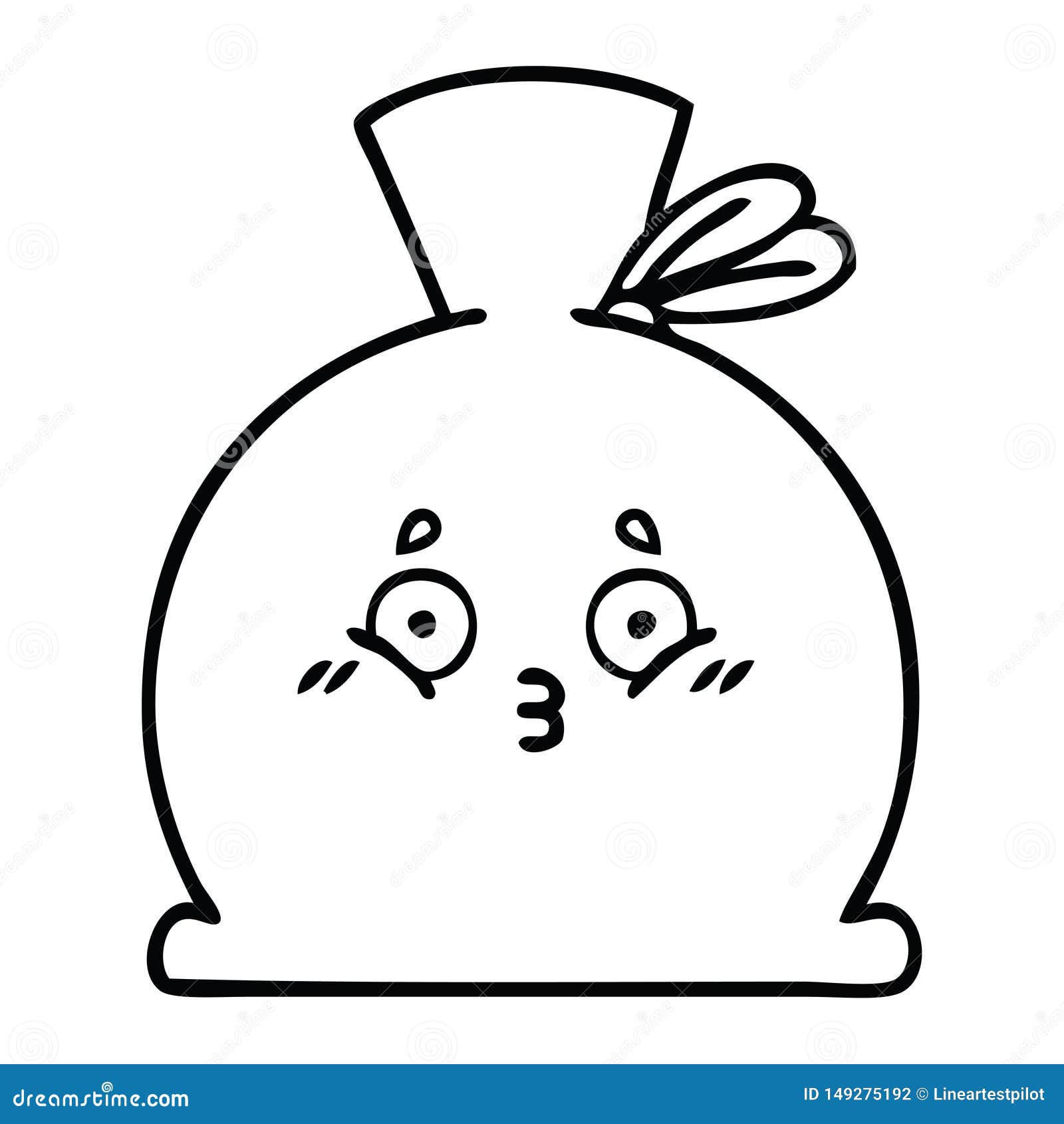 Line drawing cartoon sack stock vector. Illustration of sack - 149275192