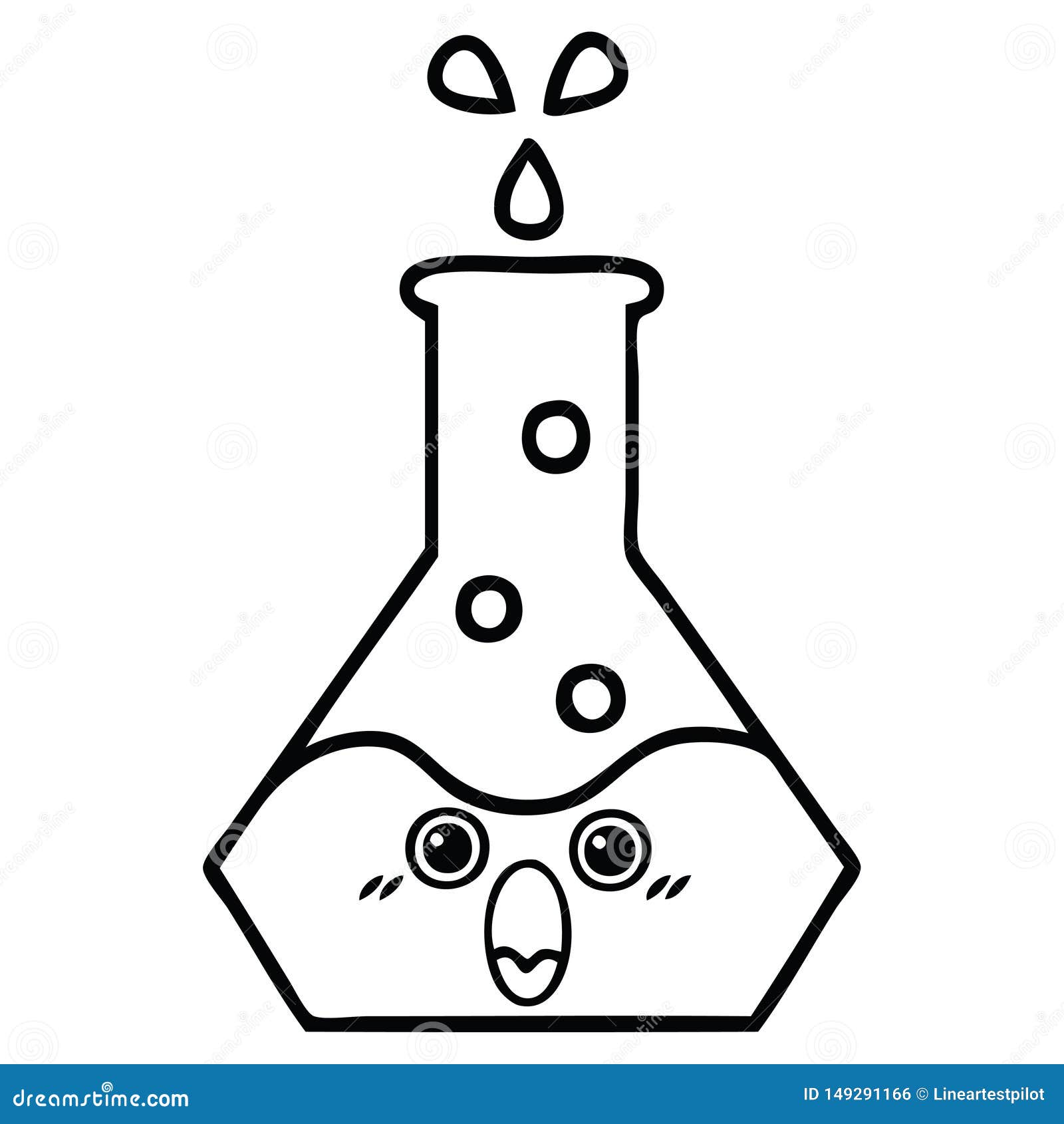 Line Drawing Cartoon Science Beaker Stock Vector - Illustration of ...