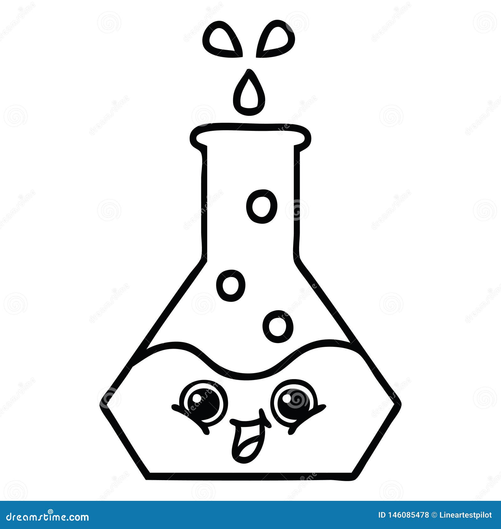 Line Drawing Cartoon of a Science Beaker Stock Vector - Illustration of ...