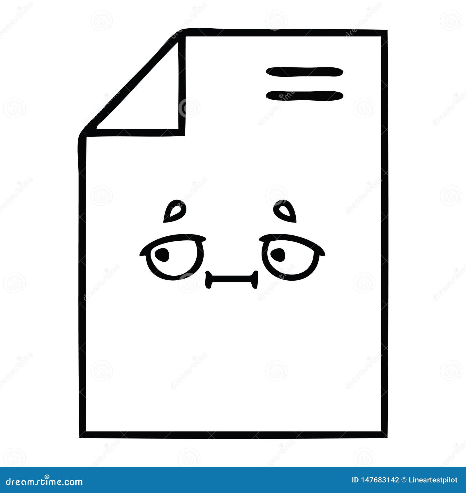 Line Drawing Cartoon Sheet of Paper Stock Vector - Illustration of ...