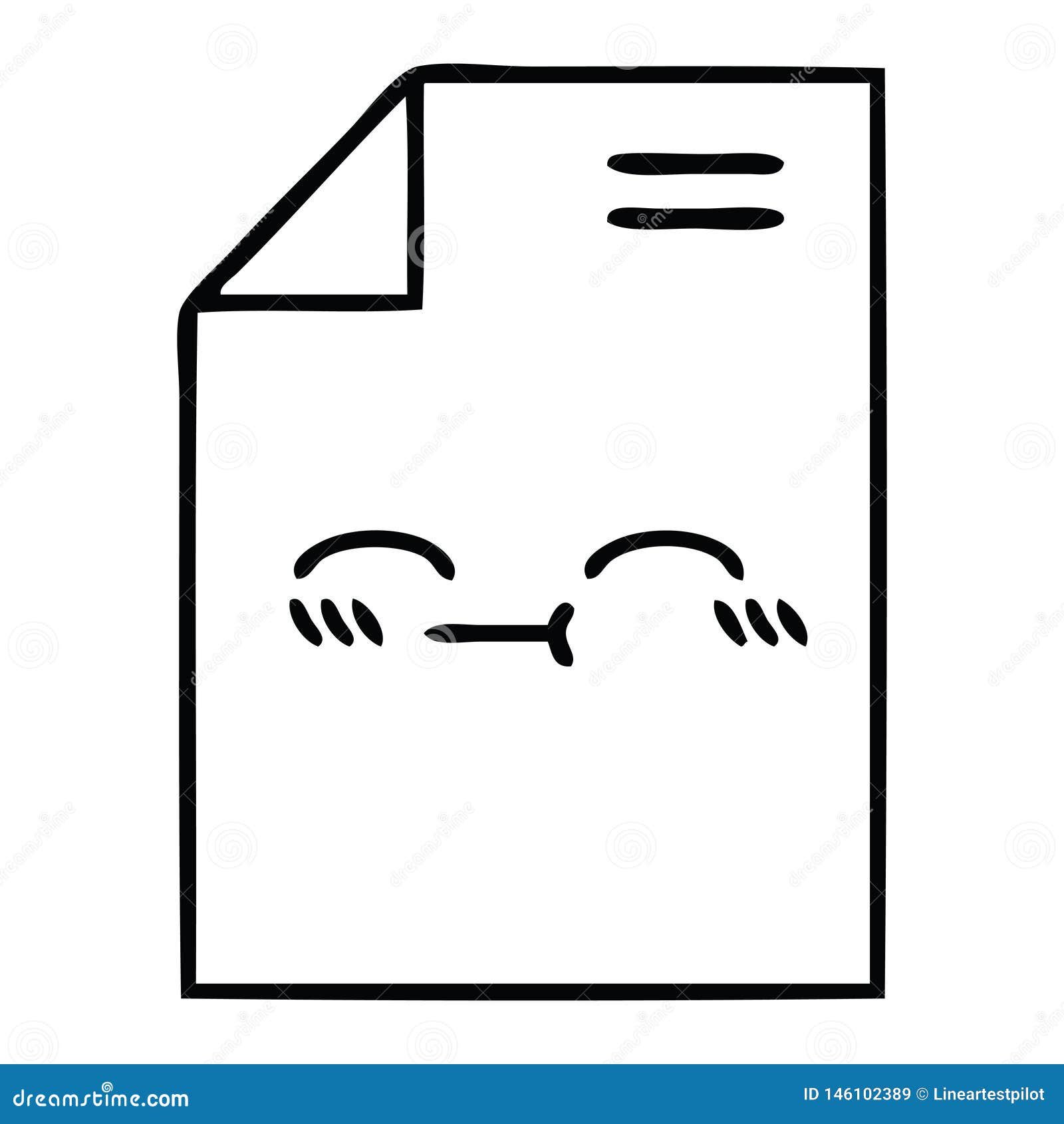 Line Drawing Cartoon of a Sheet of Paper Stock Vector - Illustration of ...