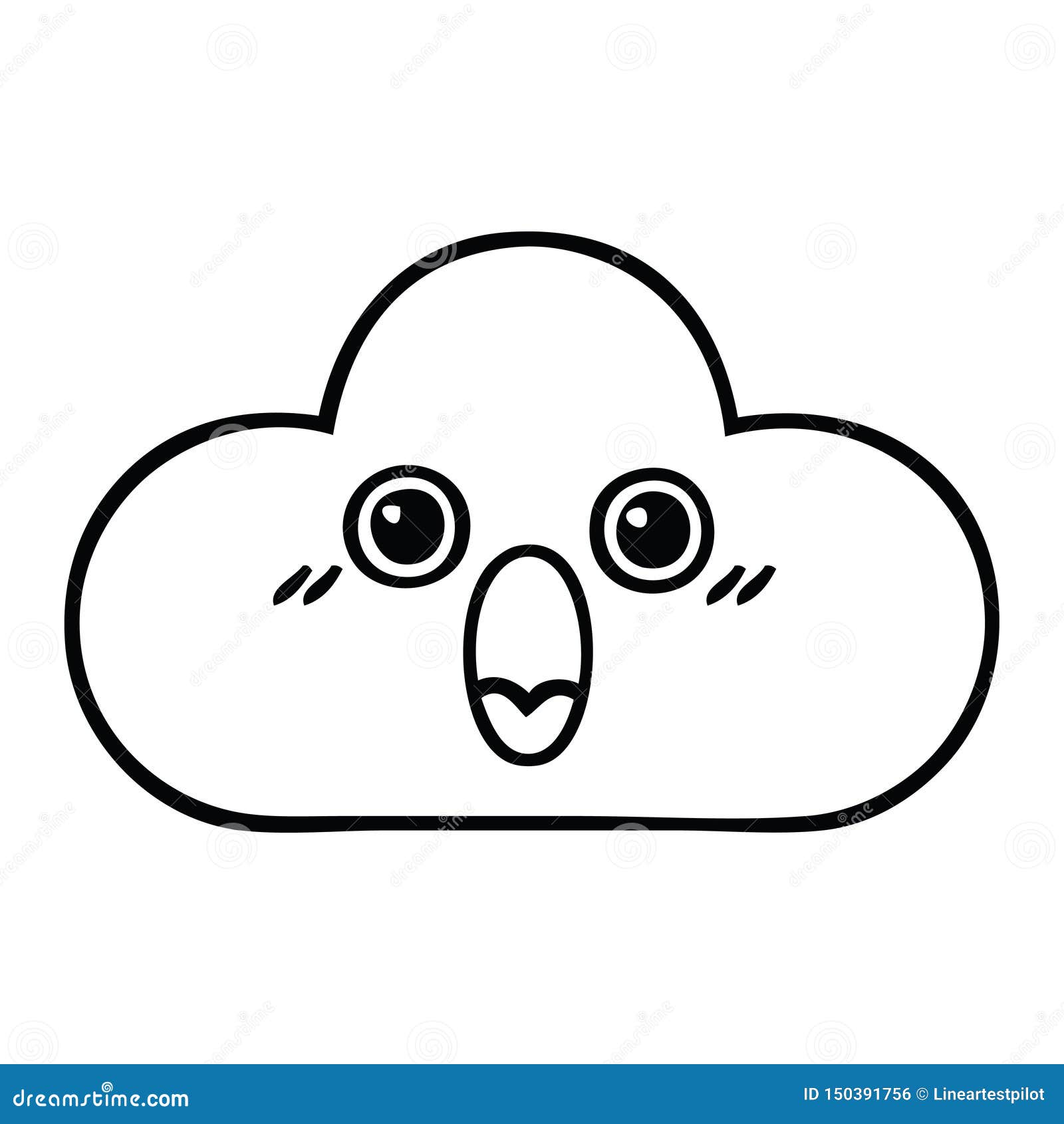 Line Drawing Cartoon of a Snow Cloud Stock Vector - Illustration of ...