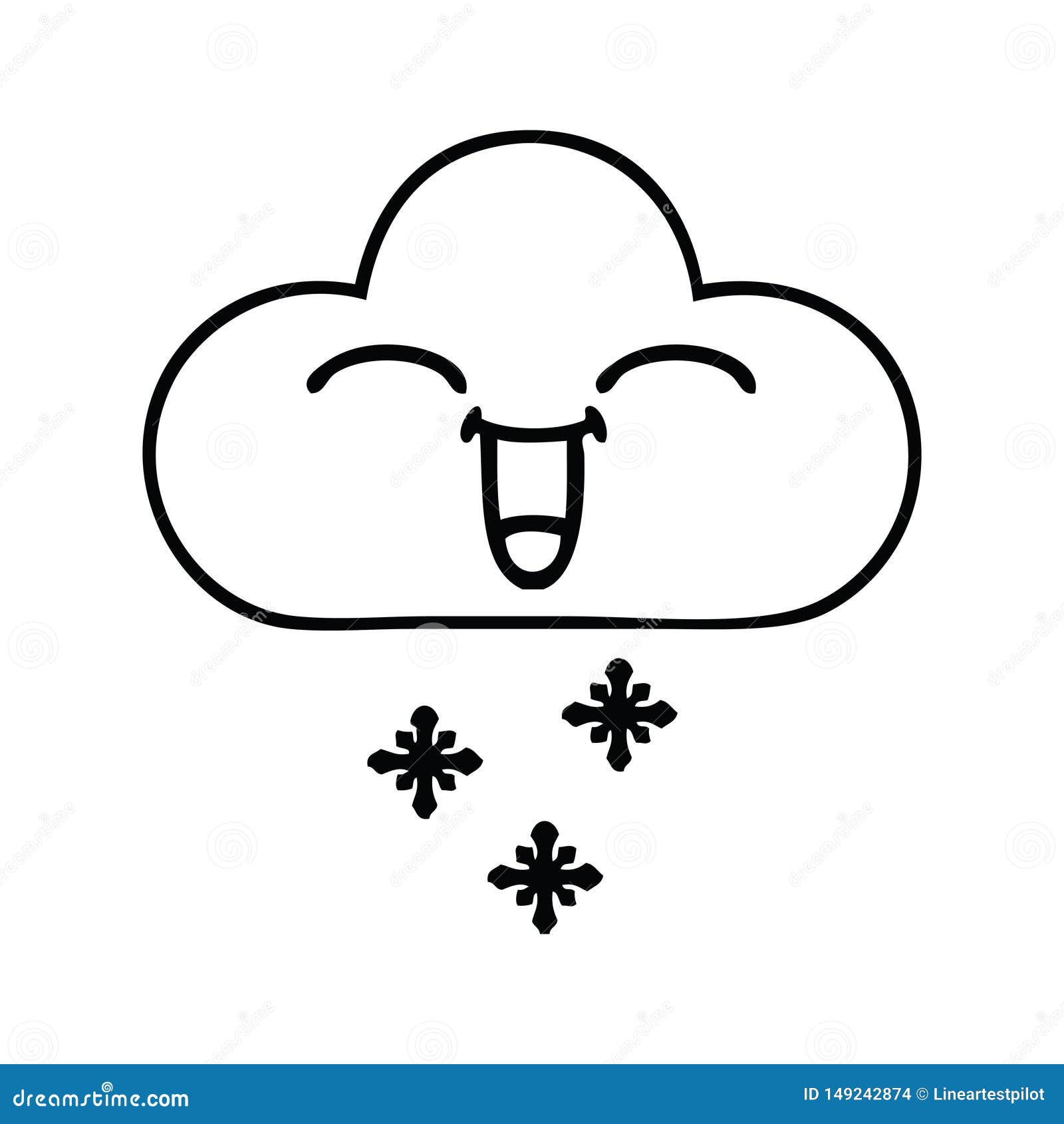 Line Drawing Cartoon Snow Cloud Stock Vector - Illustration of snow ...