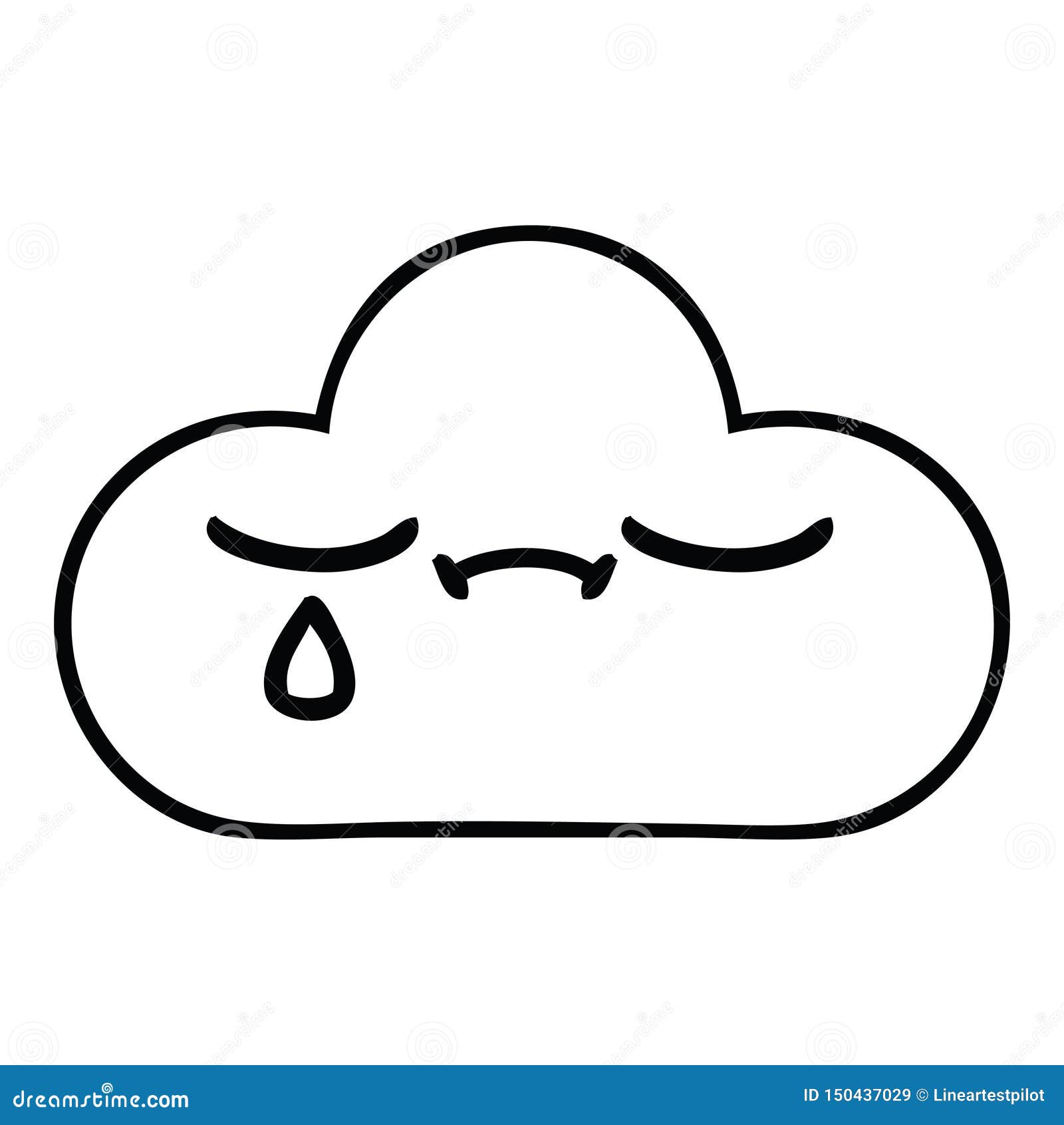 Line Drawing Cartoon of a Storm Cloud Stock Vector - Illustration of ...