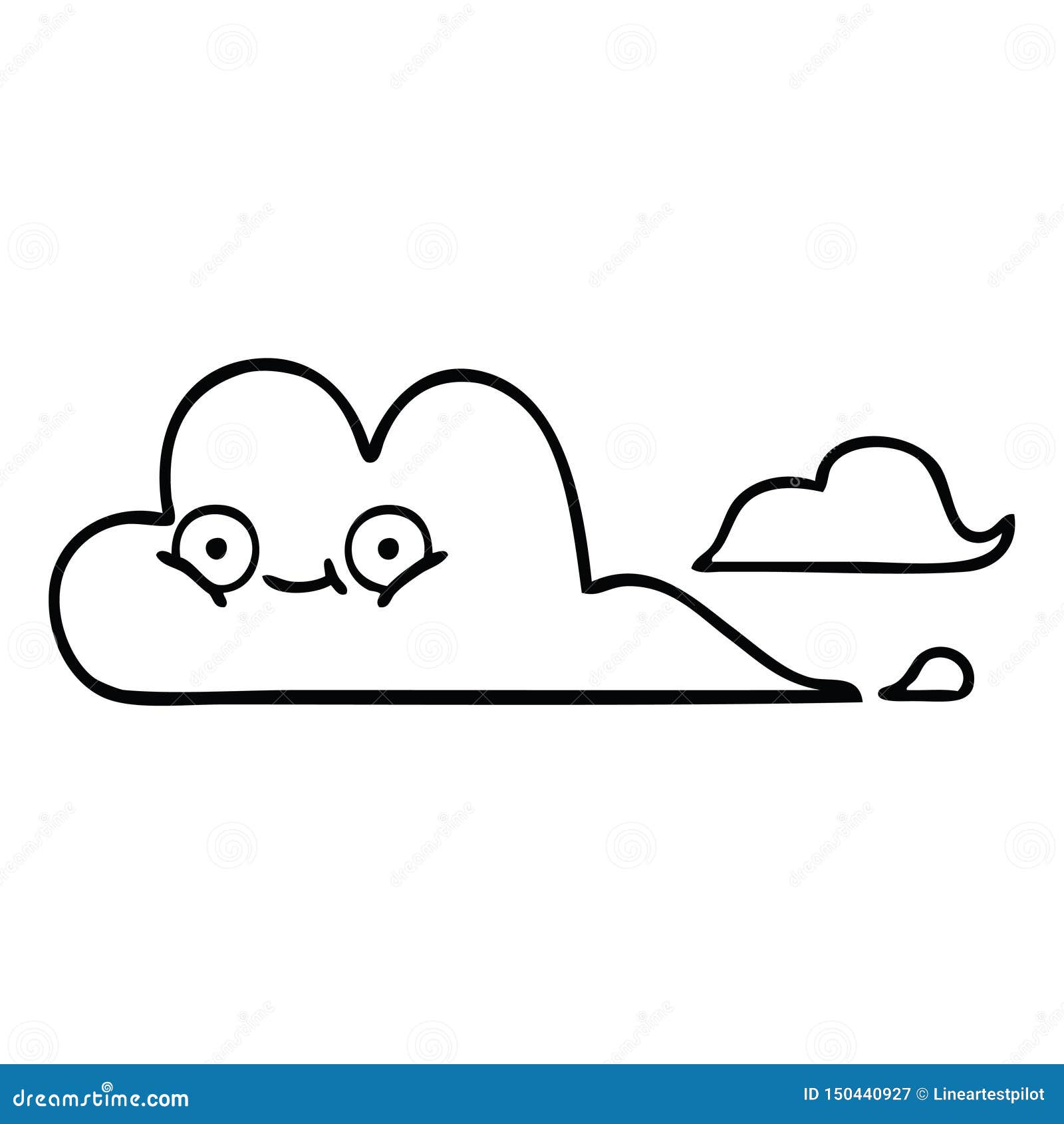 Line Drawing Cartoon of a Storm Cloud Stock Vector - Illustration of ...