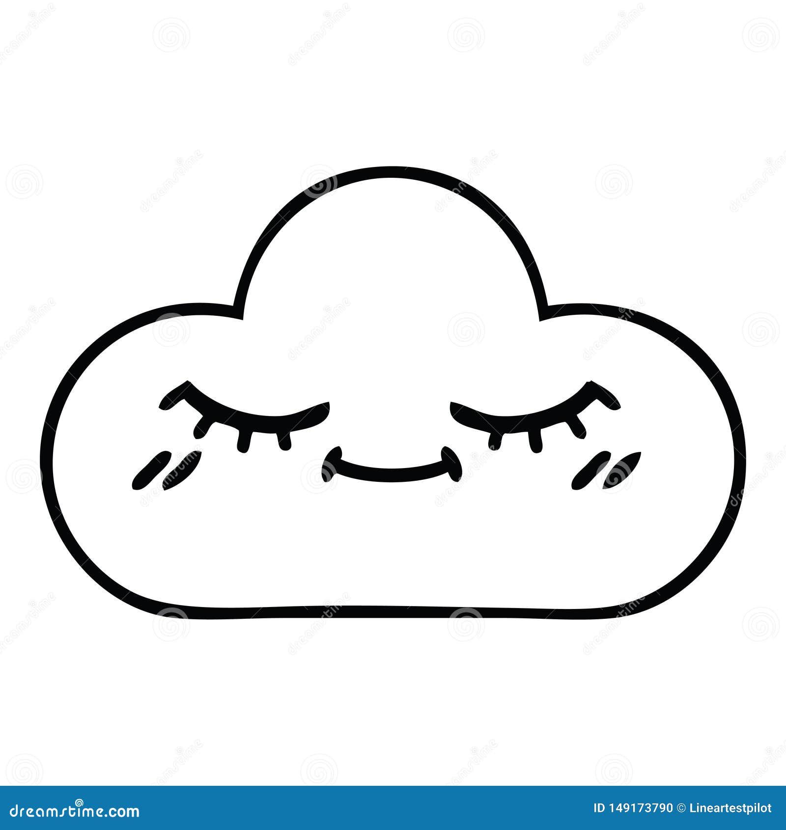 Line Drawing Cartoon Storm Cloud Stock Vector - Illustration of artwork ...