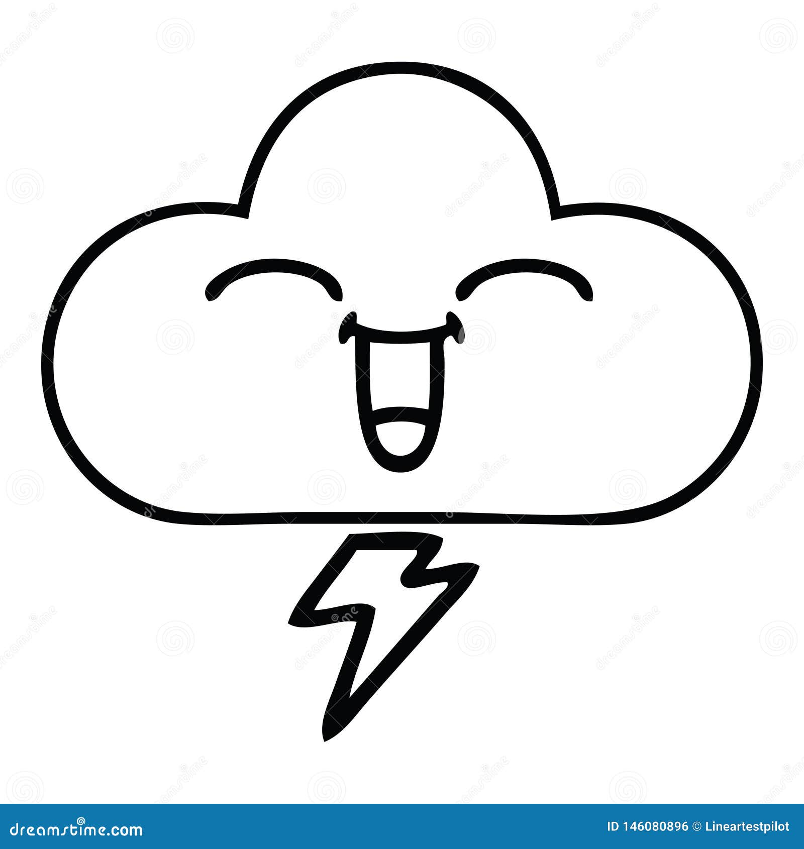Line Drawing Cartoon of a Storm Cloud Stock Vector - Illustration of ...