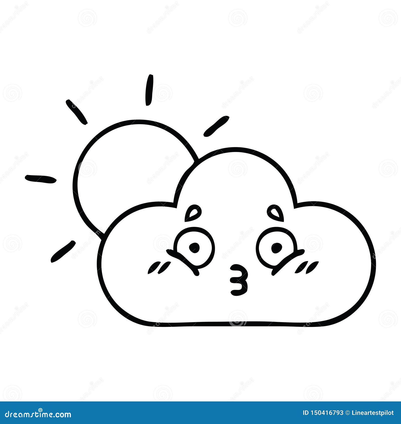 Line Drawing Cartoon of a Sunshine and Cloud Stock Vector ...