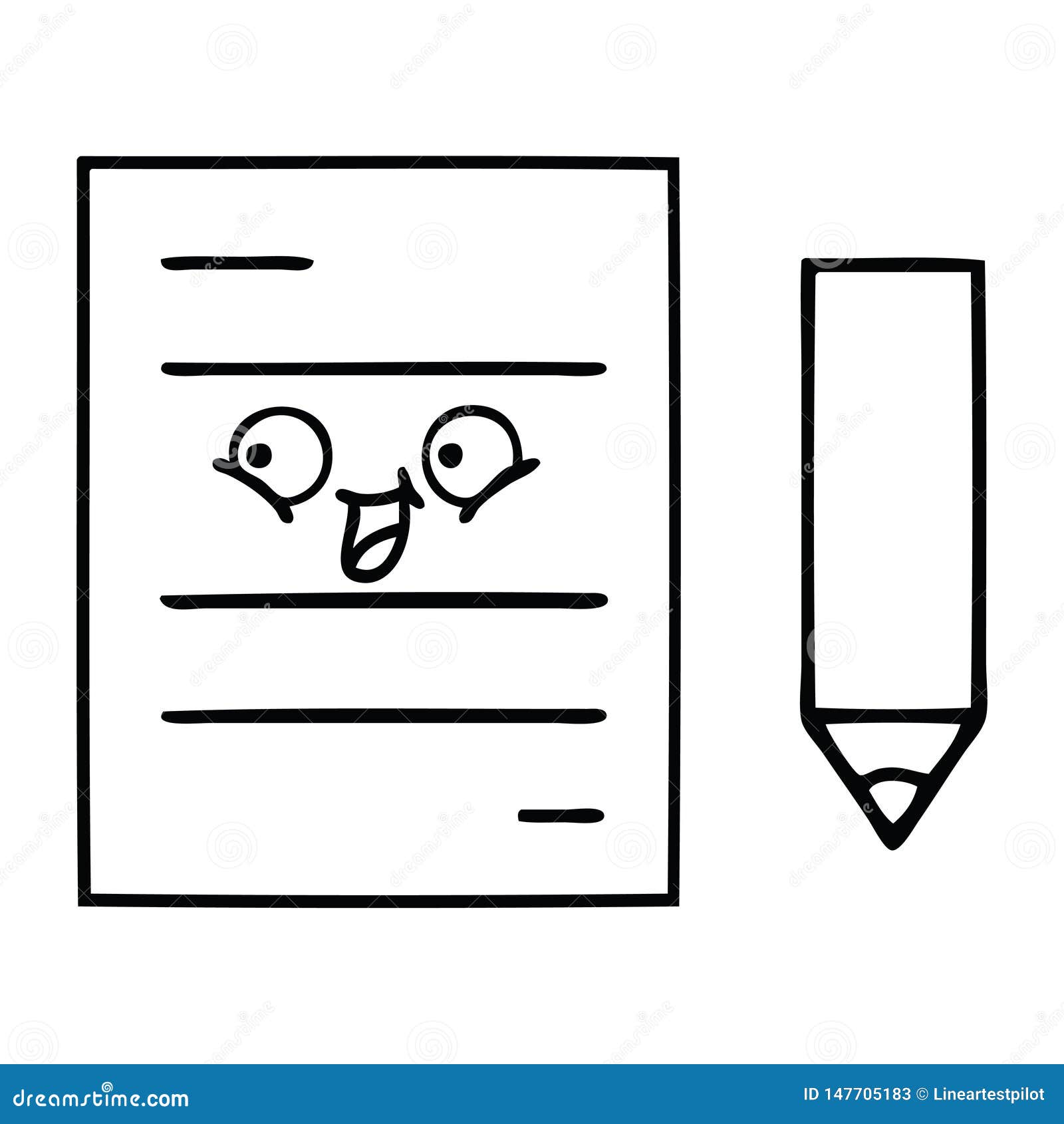 Line Drawing Cartoon Test Paper Stock Vector - Illustration of clip ...