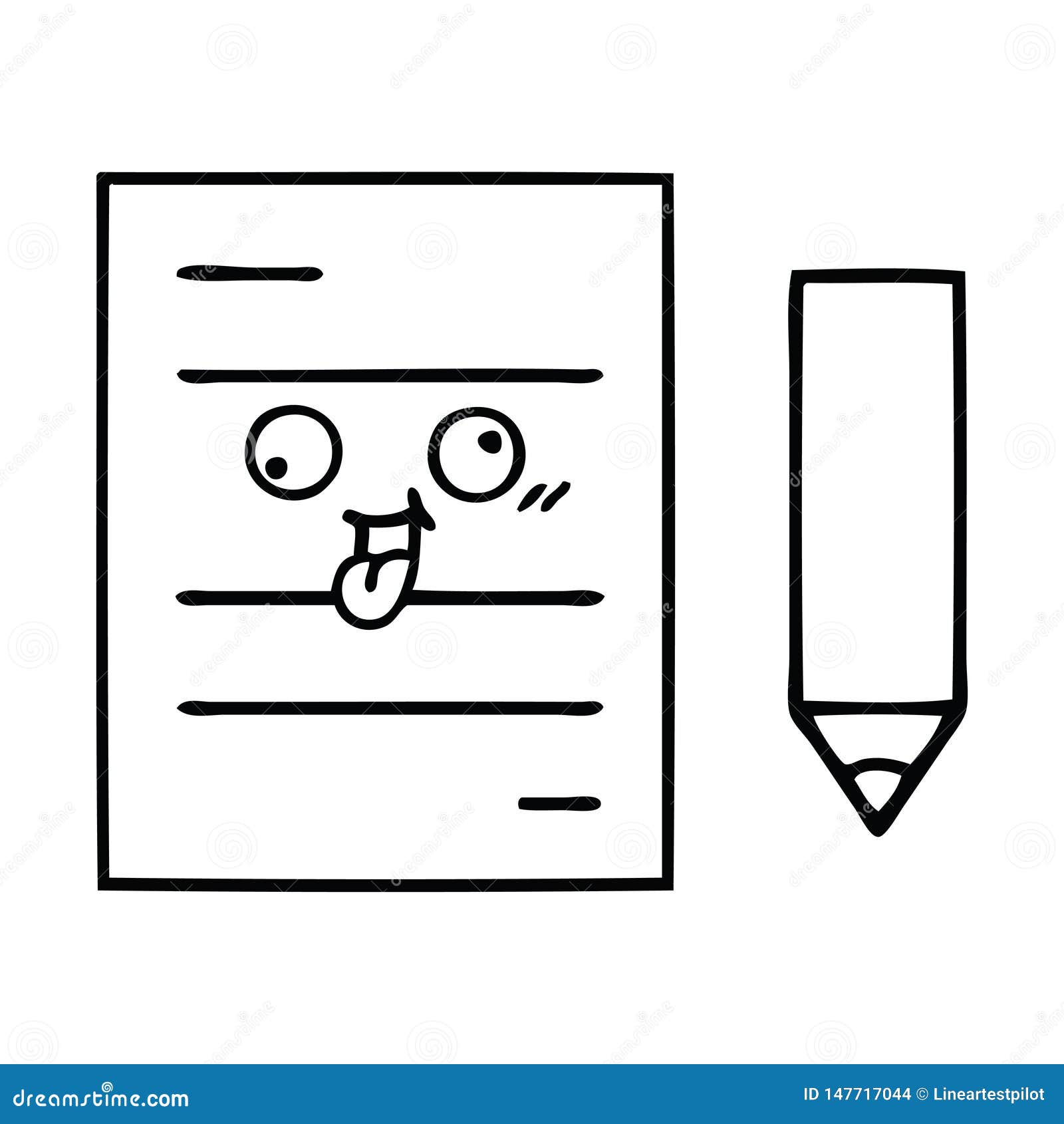 Line Drawing Cartoon Test Paper Stock Vector - Illustration of pencil ...