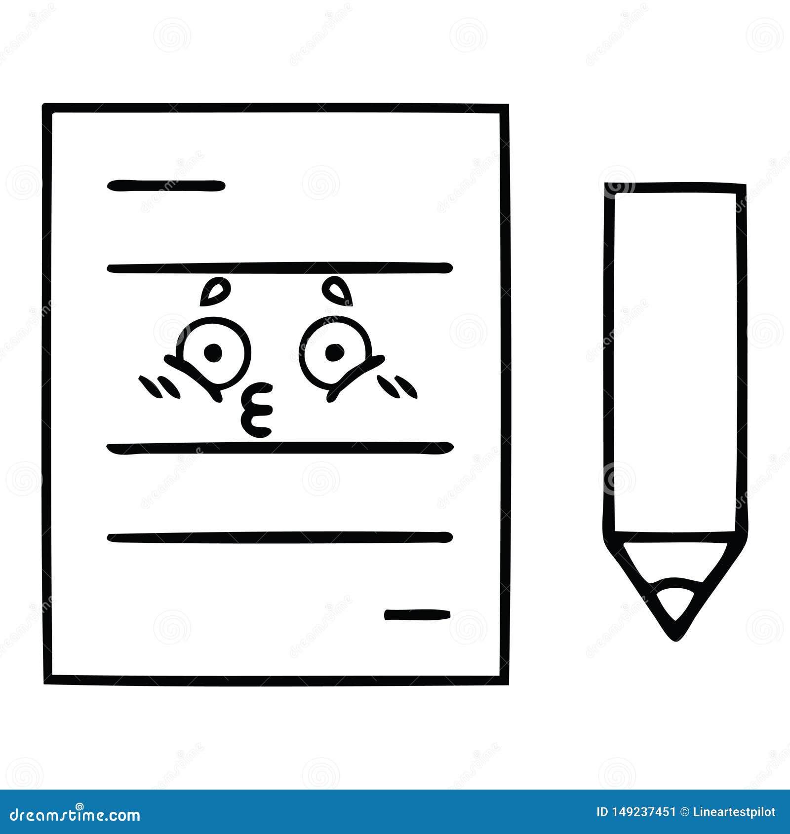 Line Drawing Cartoon Test Paper Stock Vector - Illustration of quirky ...