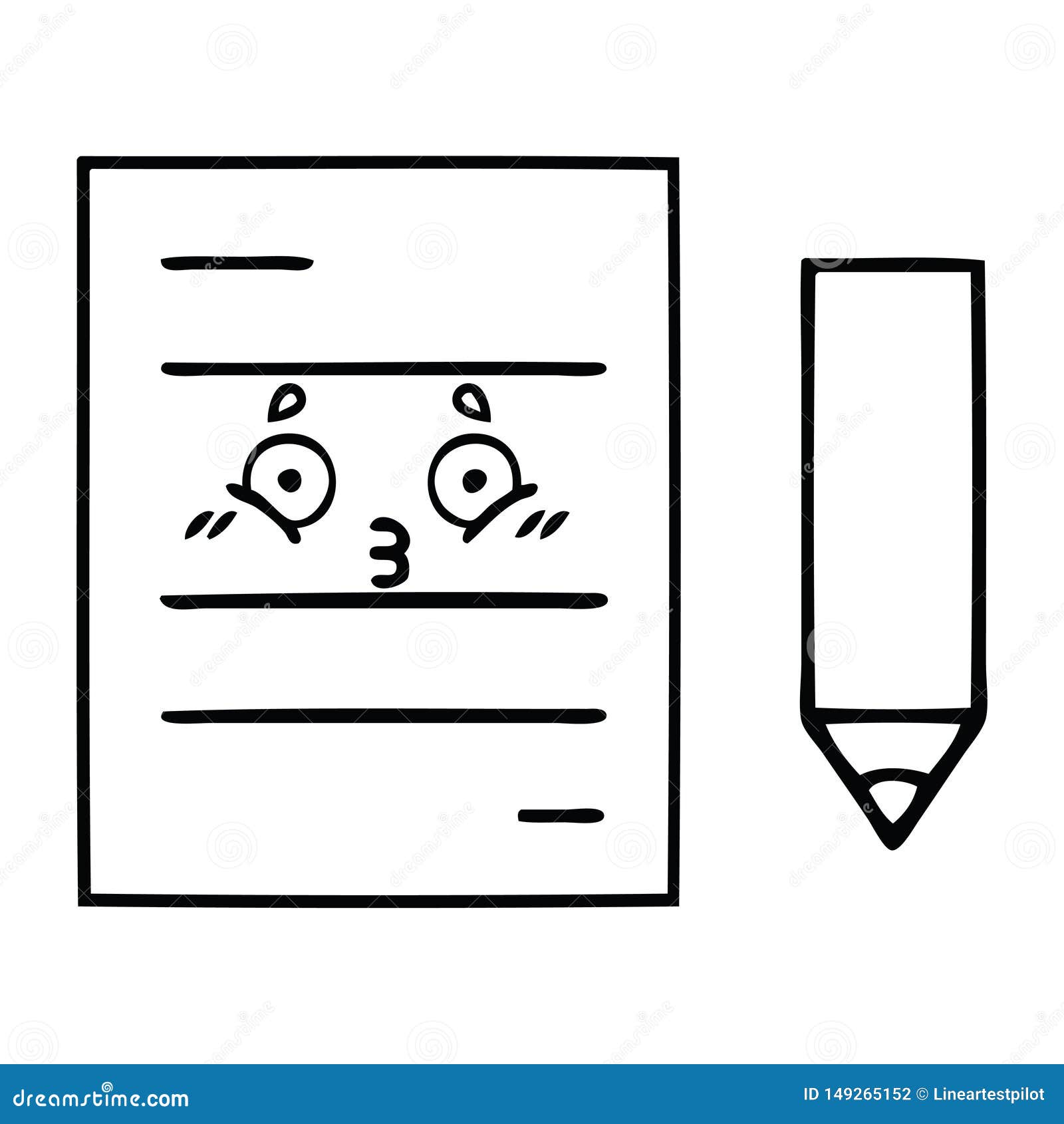 Line Drawing Cartoon Test Paper Stock Vector - Illustration of artwork ...