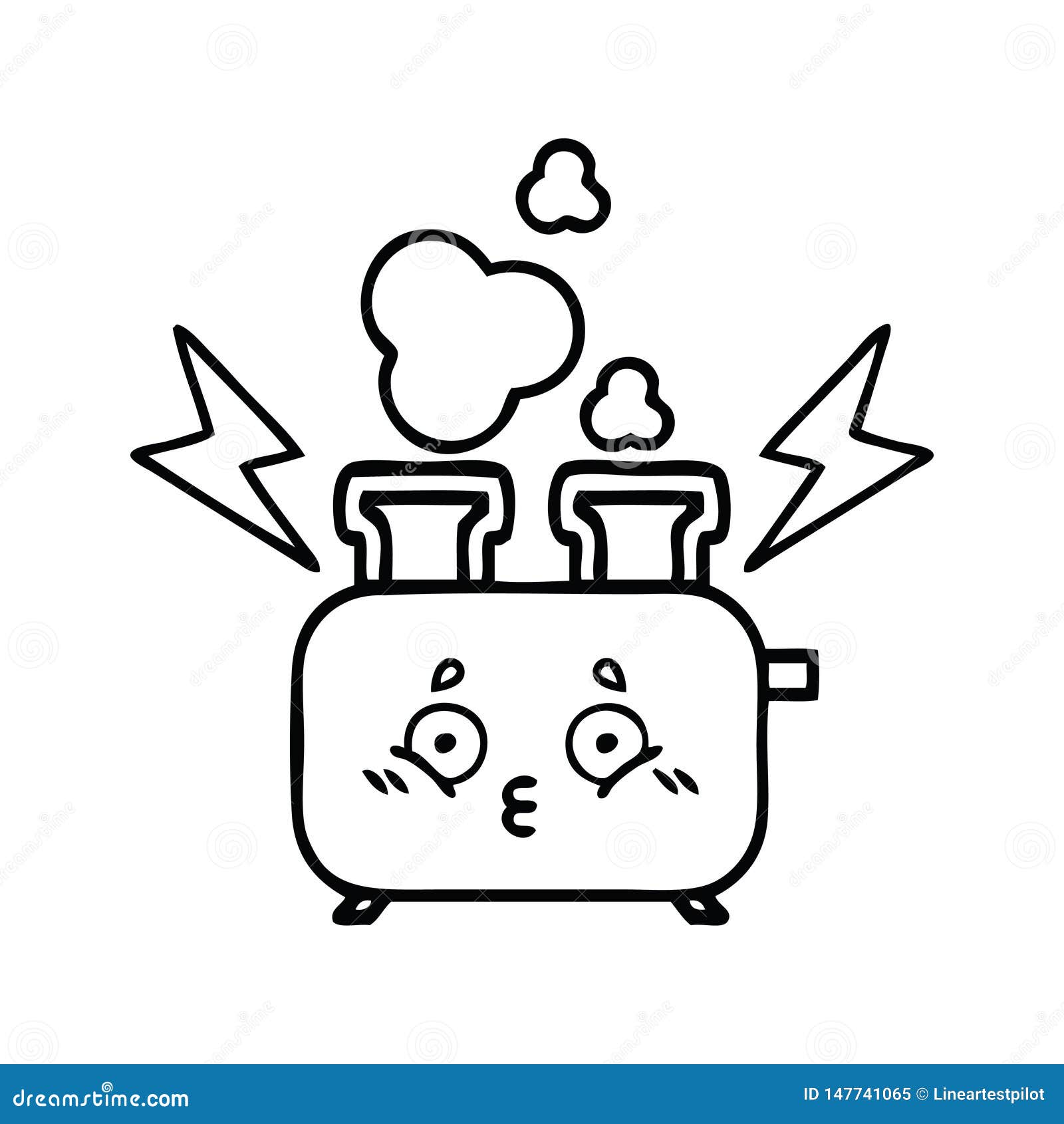 Line Drawing Cartoon of a Toaster Stock Vector - Illustration of ...