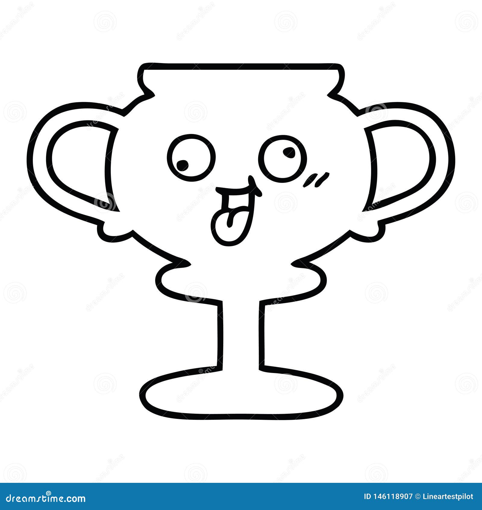 Line Drawing Cartoon of a Trophy Stock Vector - Illustration of award ...