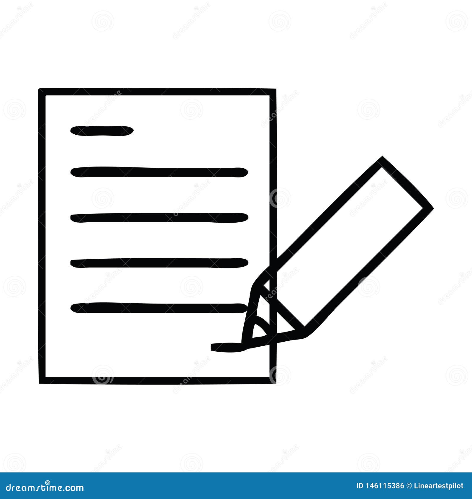 Line Drawing Cartoon of a of Writing a Document Stock Vector ...