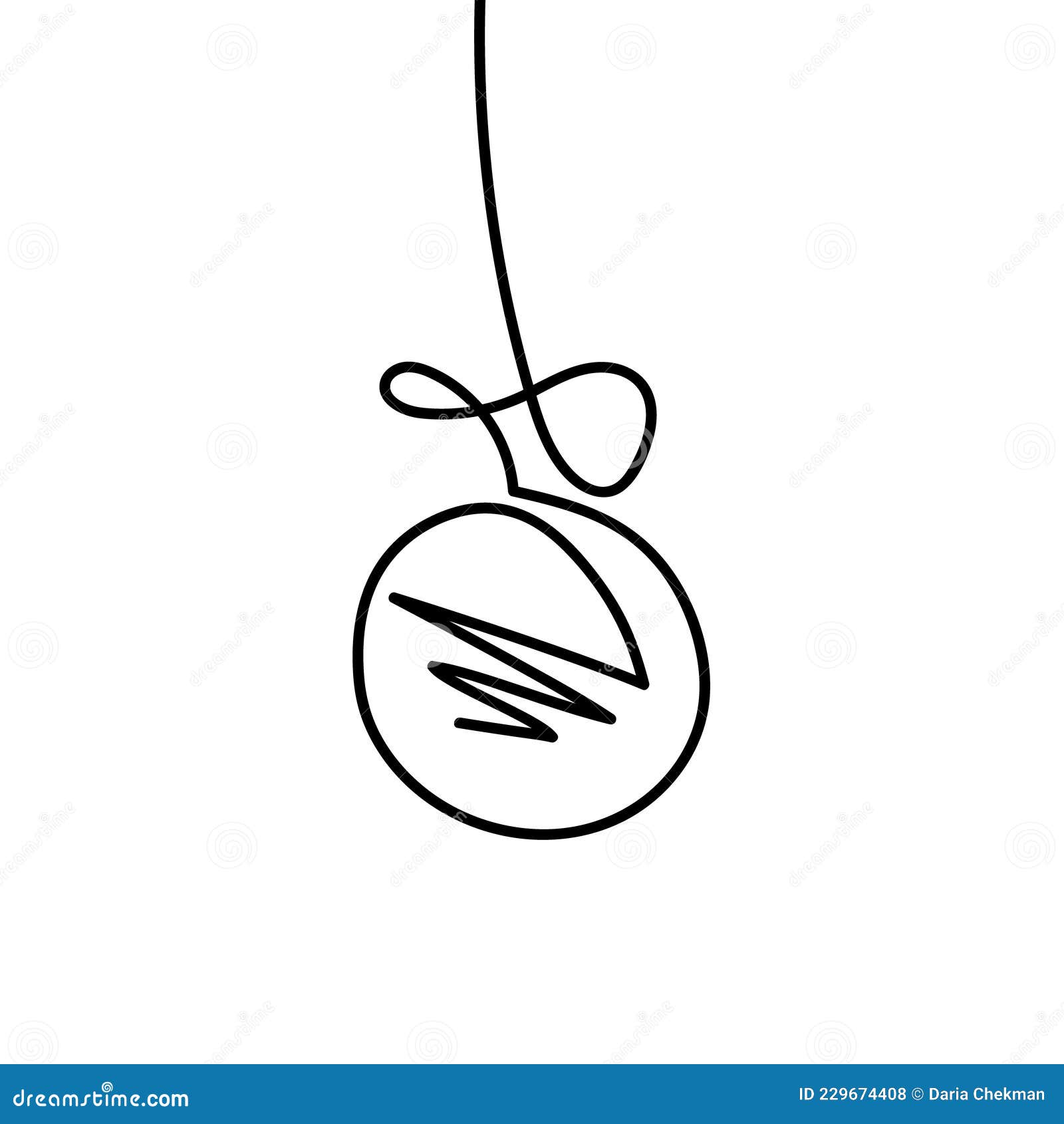 Line Drawing of Christmas Ball Decoration on White Background Stock ...