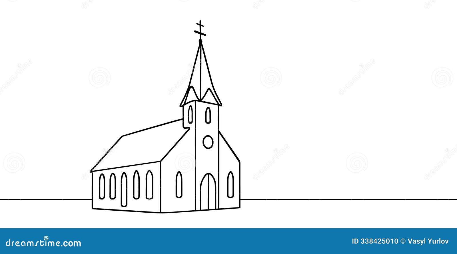 Line drawing of a church stock illustration. Illustration of drawing ...