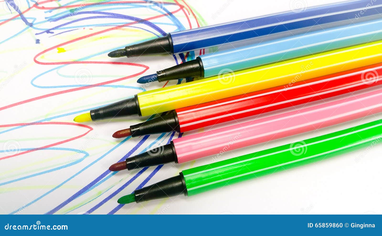 Line drawing by color pen stock photo. Image of pens - 65859860