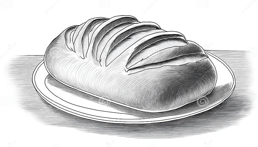 Line Drawing and Continue for Bread on Digital Art Concept, Generative ...