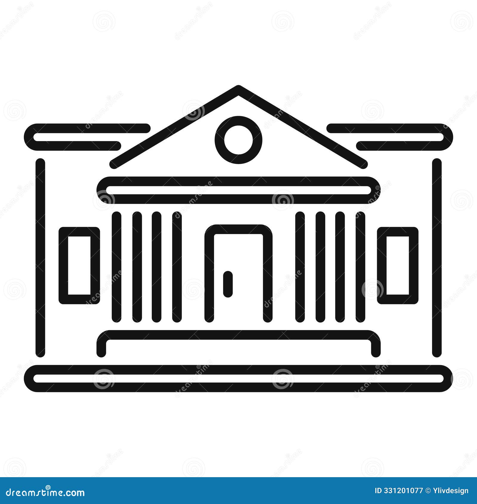 Simple Line Drawing Of A Courthouse Building With Columns Cartoon ...