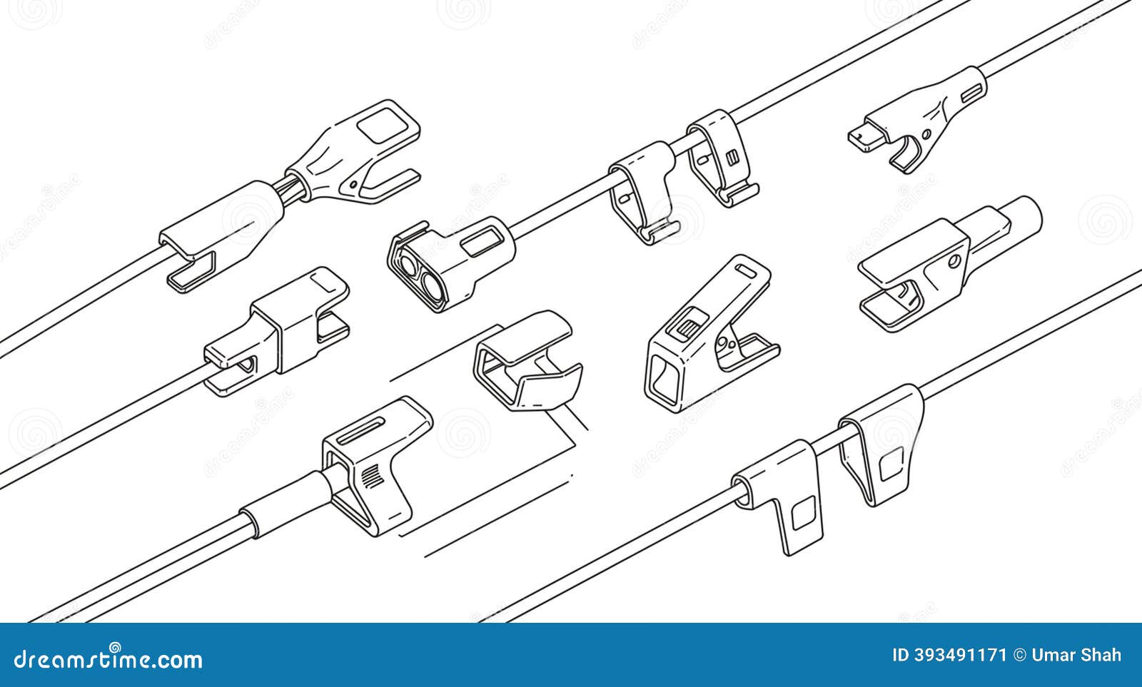 Usb Cable Connectors. Realistic Vector Set Of Phone Jacks For Cabling ...