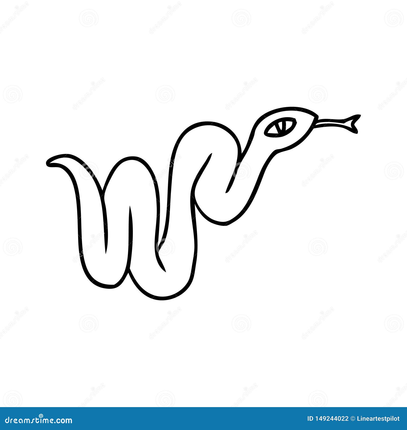 Line Drawing Doodle of a Garden Snake Stock Vector - Illustration of ...
