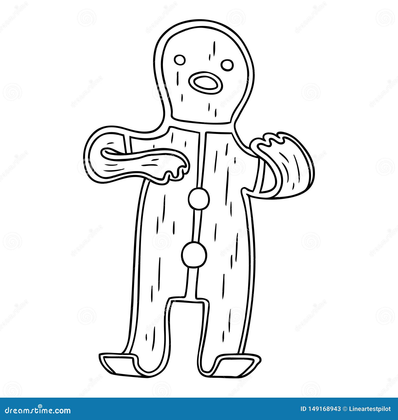 Line Drawing Doodle of a Gingerbread Man Stock Vector - Illustration of ...