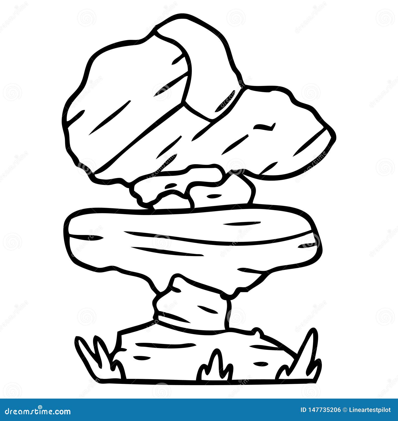 Line Drawing Doodle of Grey Stone Boulders Stock Vector - Illustration ...
