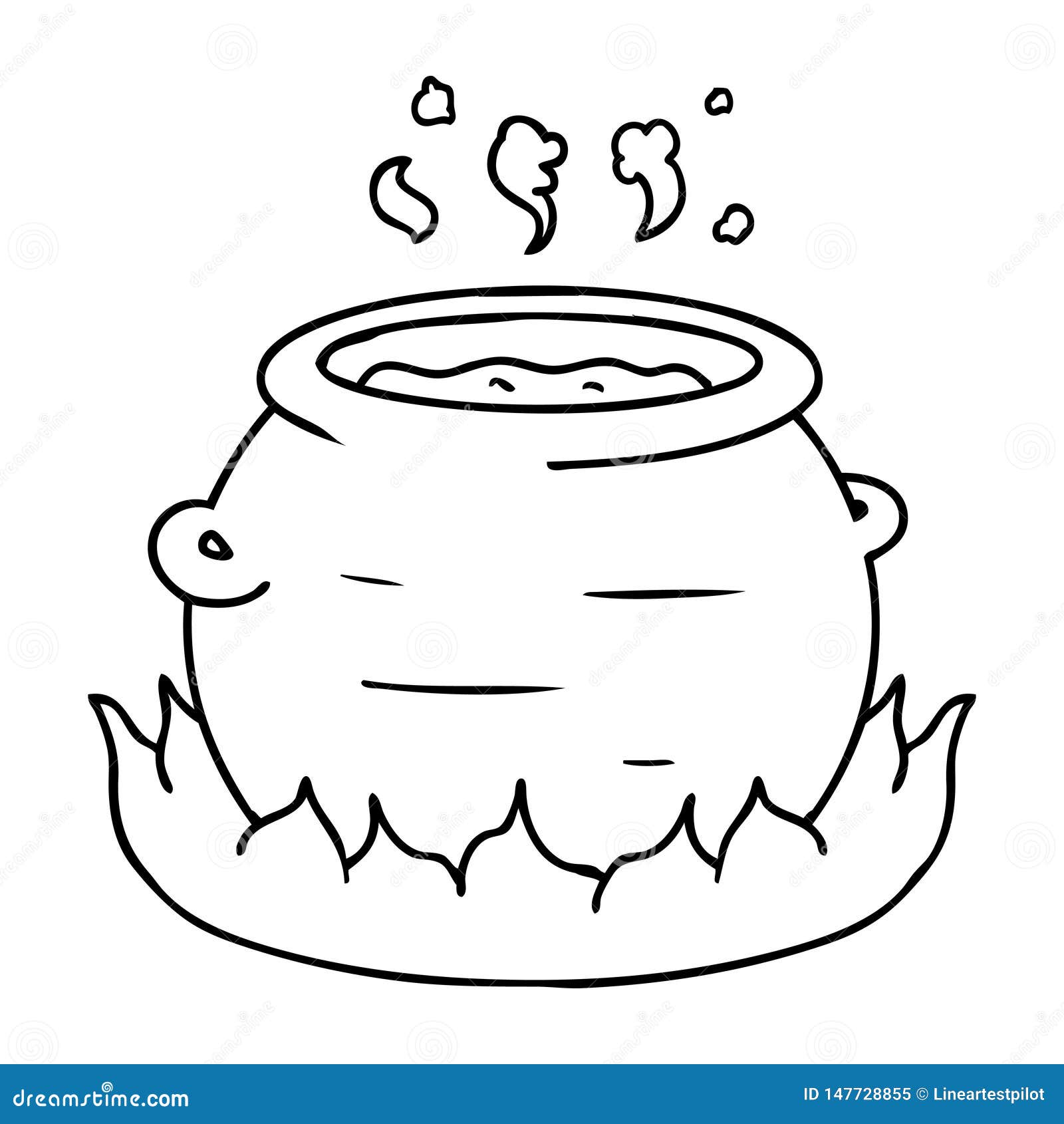 Line Drawing Doodle Of A Pot Of Stew Cartoon Vector | CartoonDealer.com ...
