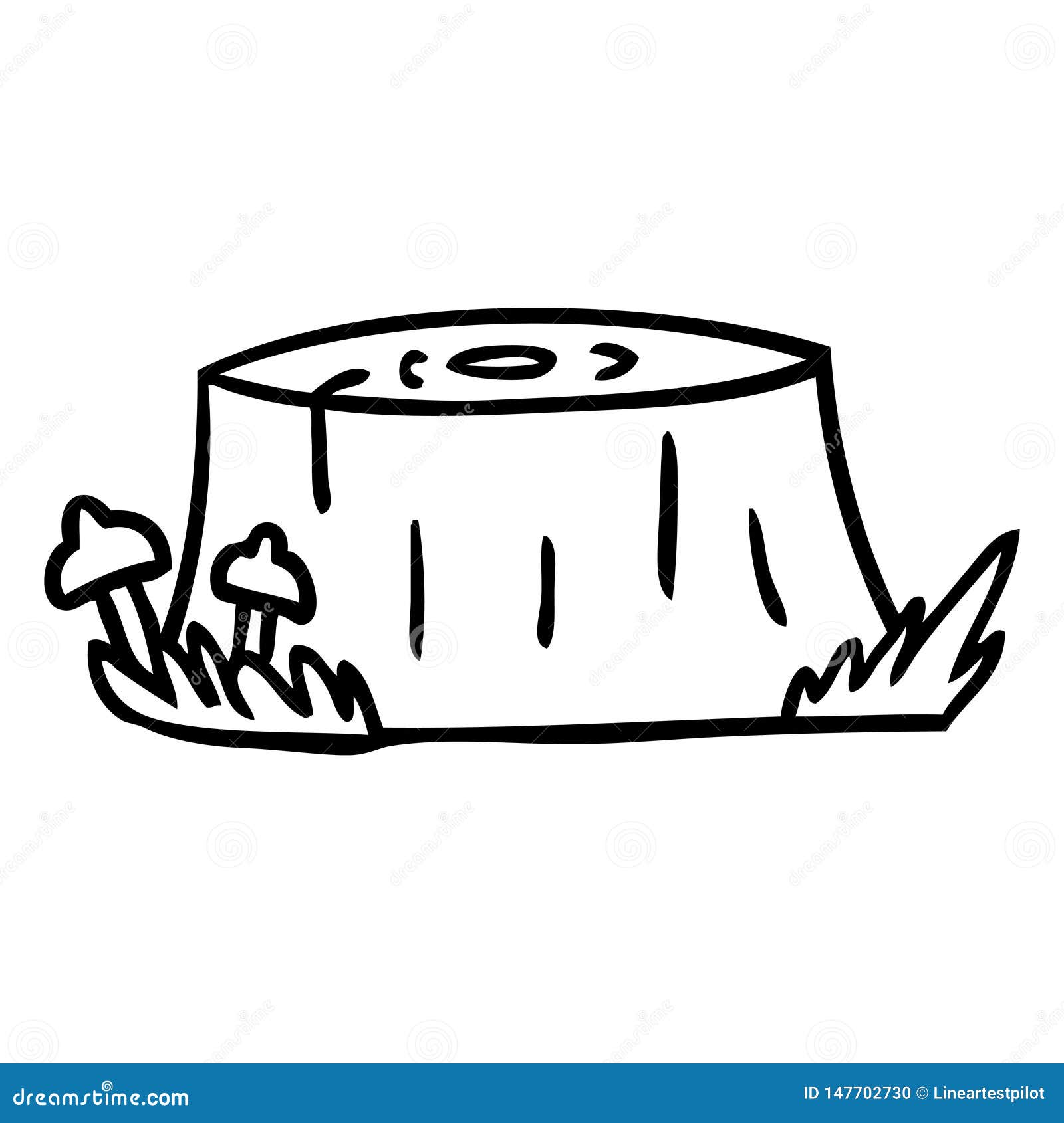 Line Drawing Doodle of a Tree Log Stock Vector - Illustration of garden ...