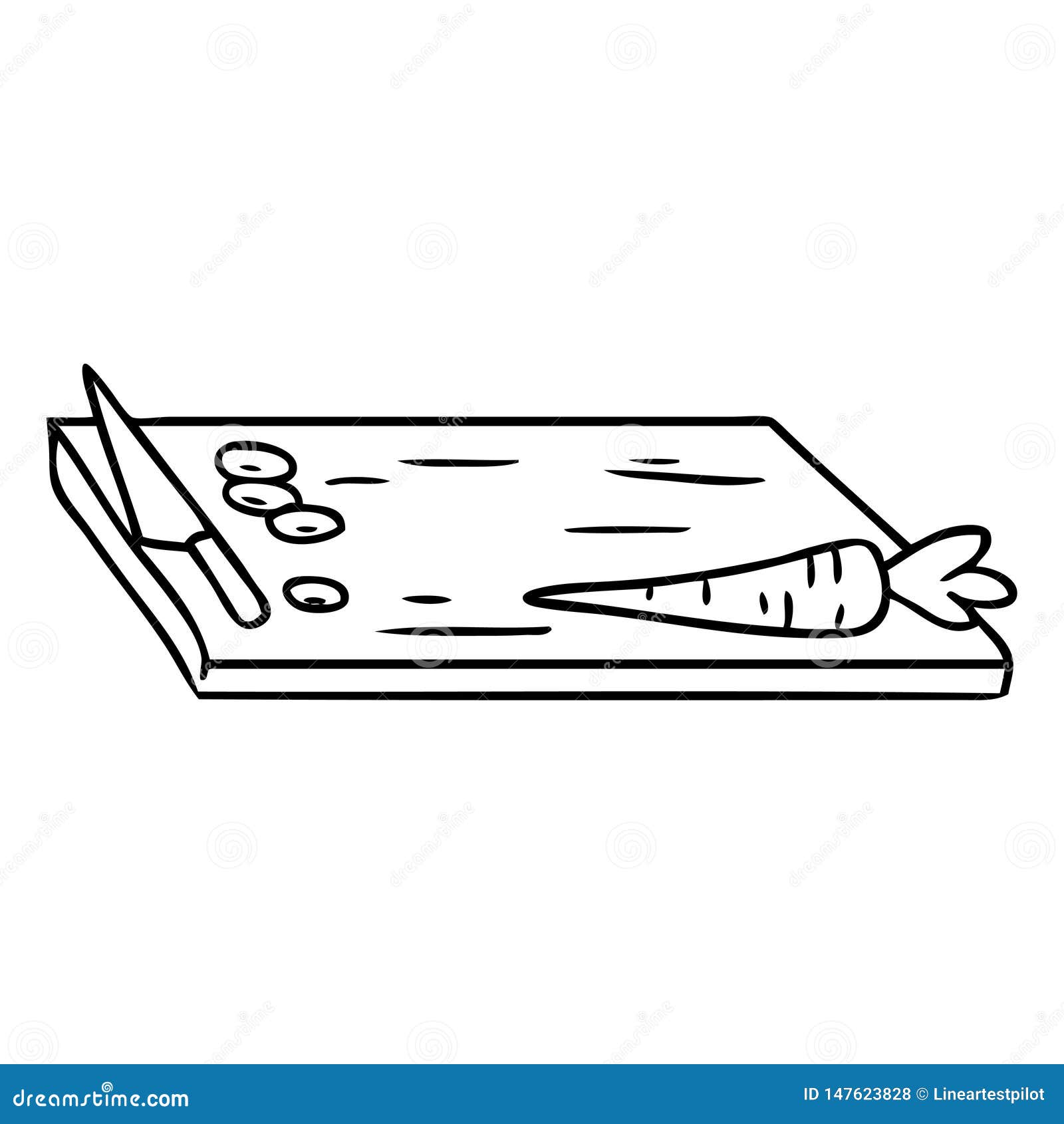Line Drawing Doodle of Vegetable Chopping Board Stock Vector ...