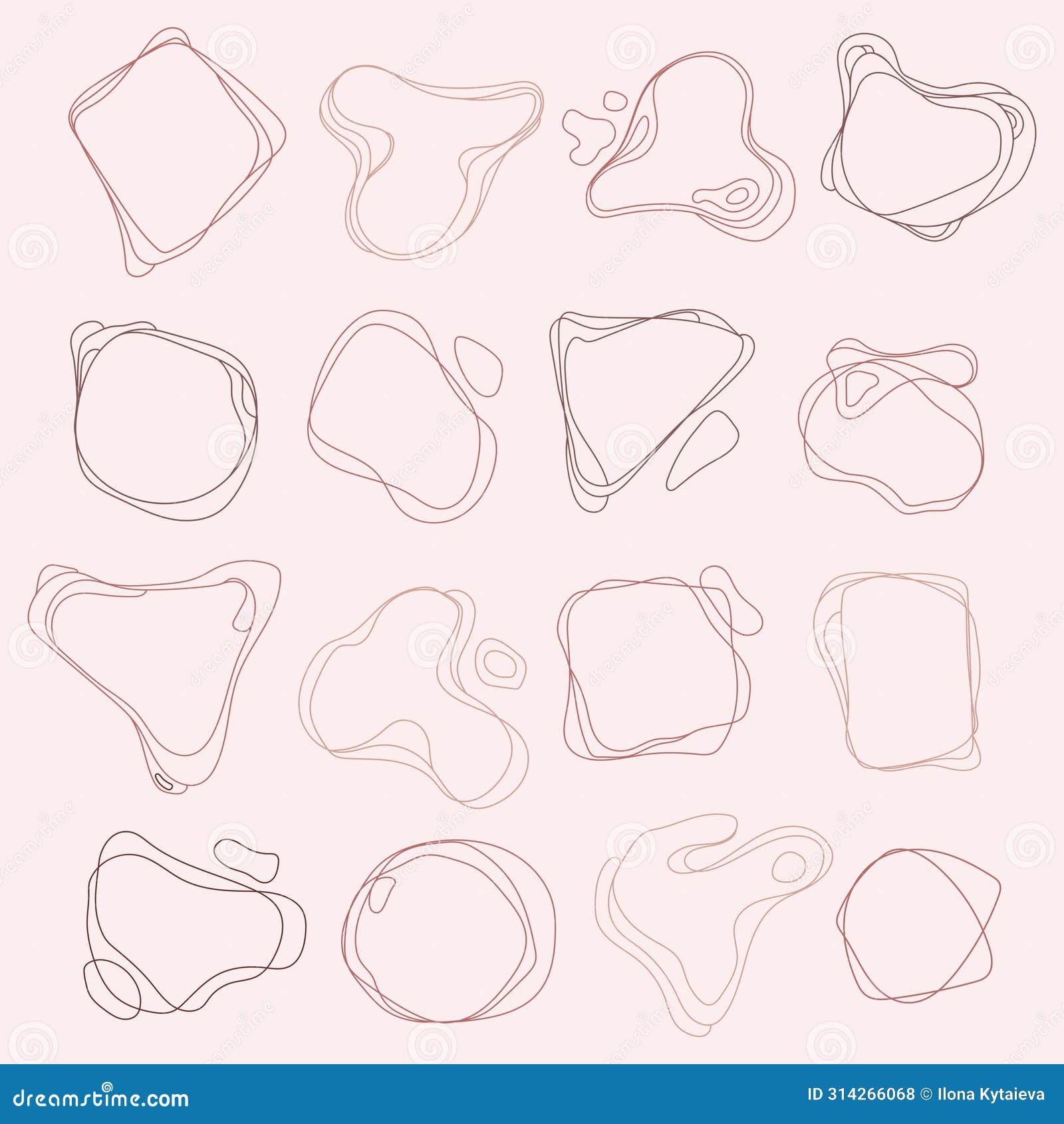 Line Drawing Frame Design Set in Abstract Style. Set of Vector Design ...