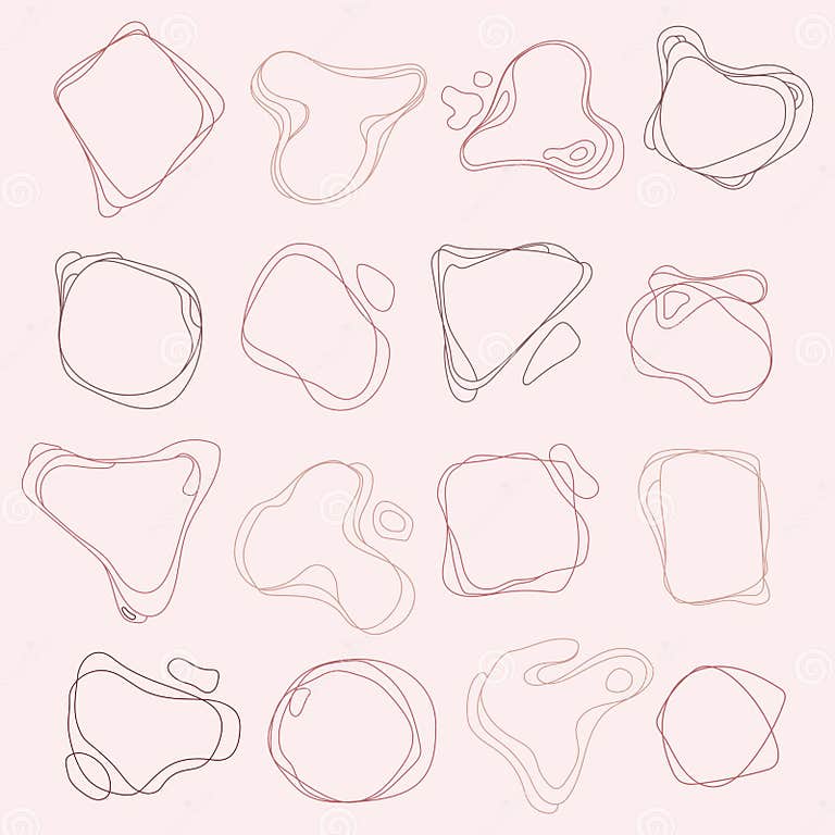 Line Drawing Frame Design Set in Abstract Style. Set of Vector Design ...