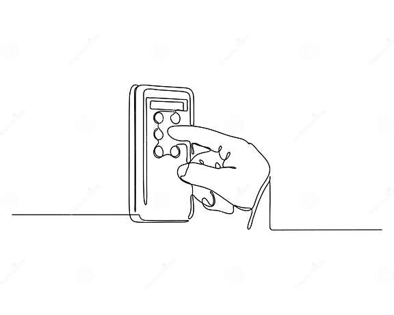 Line Drawing of a Hand Interacting with a Smartphone, Symbolizing ...