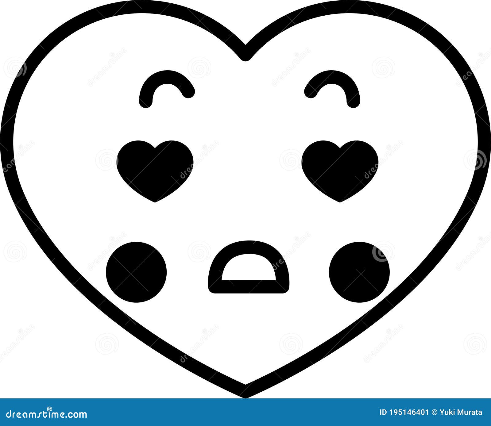 Line Drawing of Heart Emoticon Icon Stock Vector - Illustration of ...