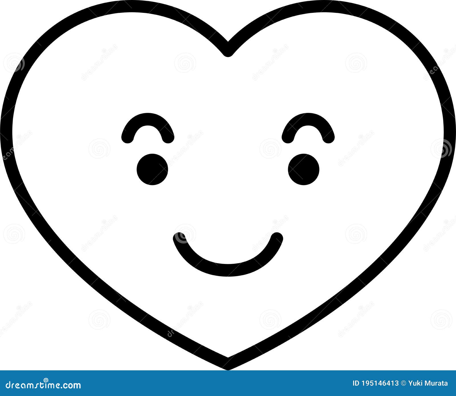 Line Drawing of Heart Emoticon Icon Stock Vector - Illustration of ...