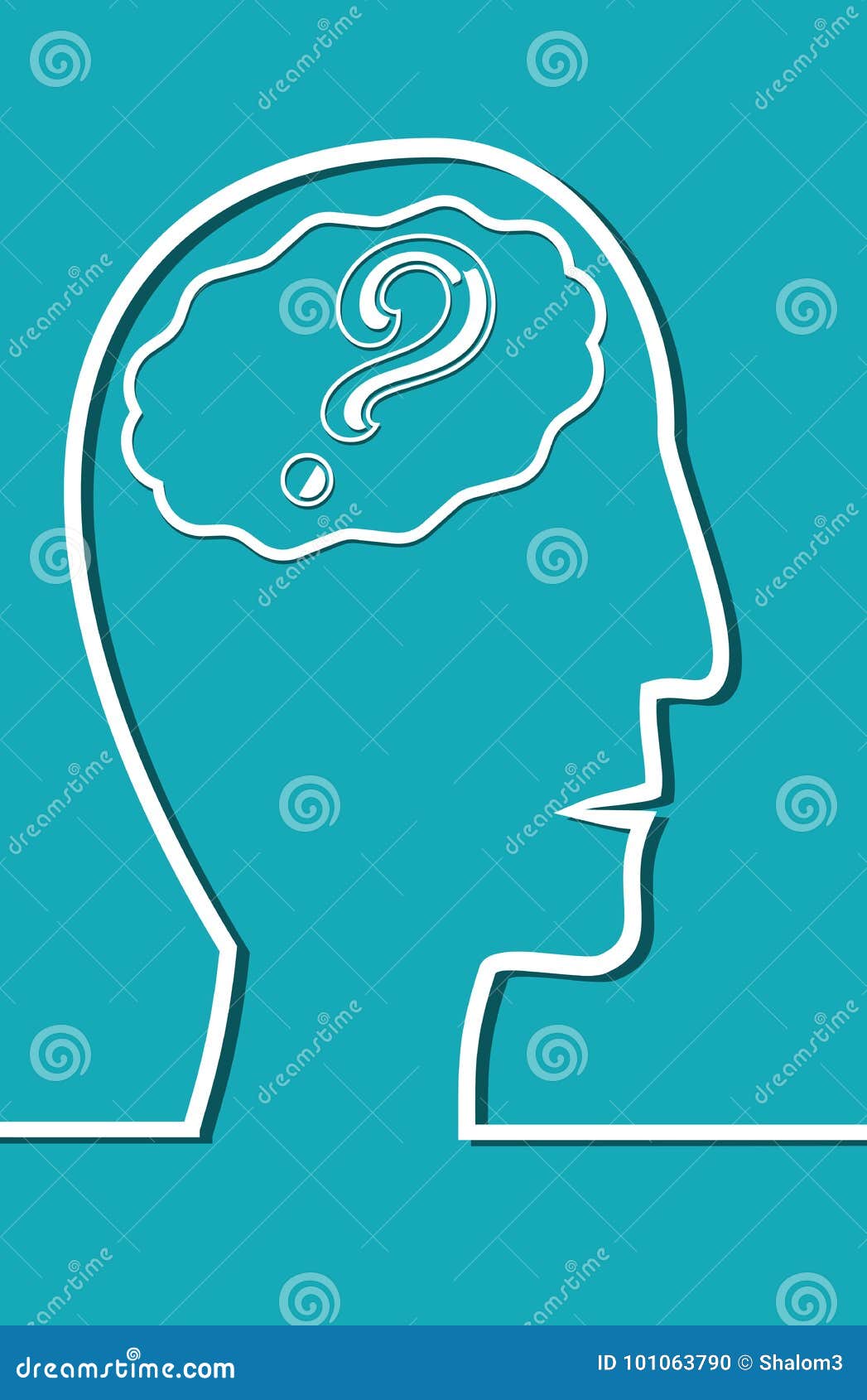 Line Drawing Of Human Head With Brain. In Brain Question Mark Vector ...