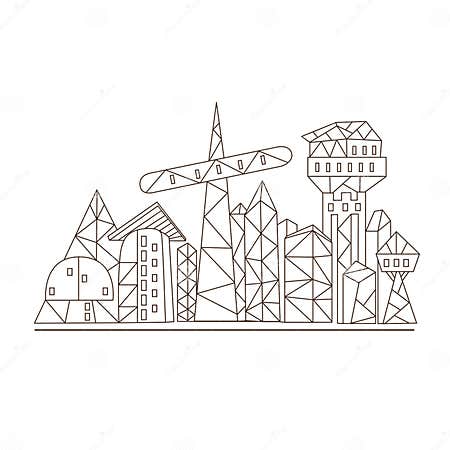 Line Drawing of an Imaginary City of the Future Stock Vector ...